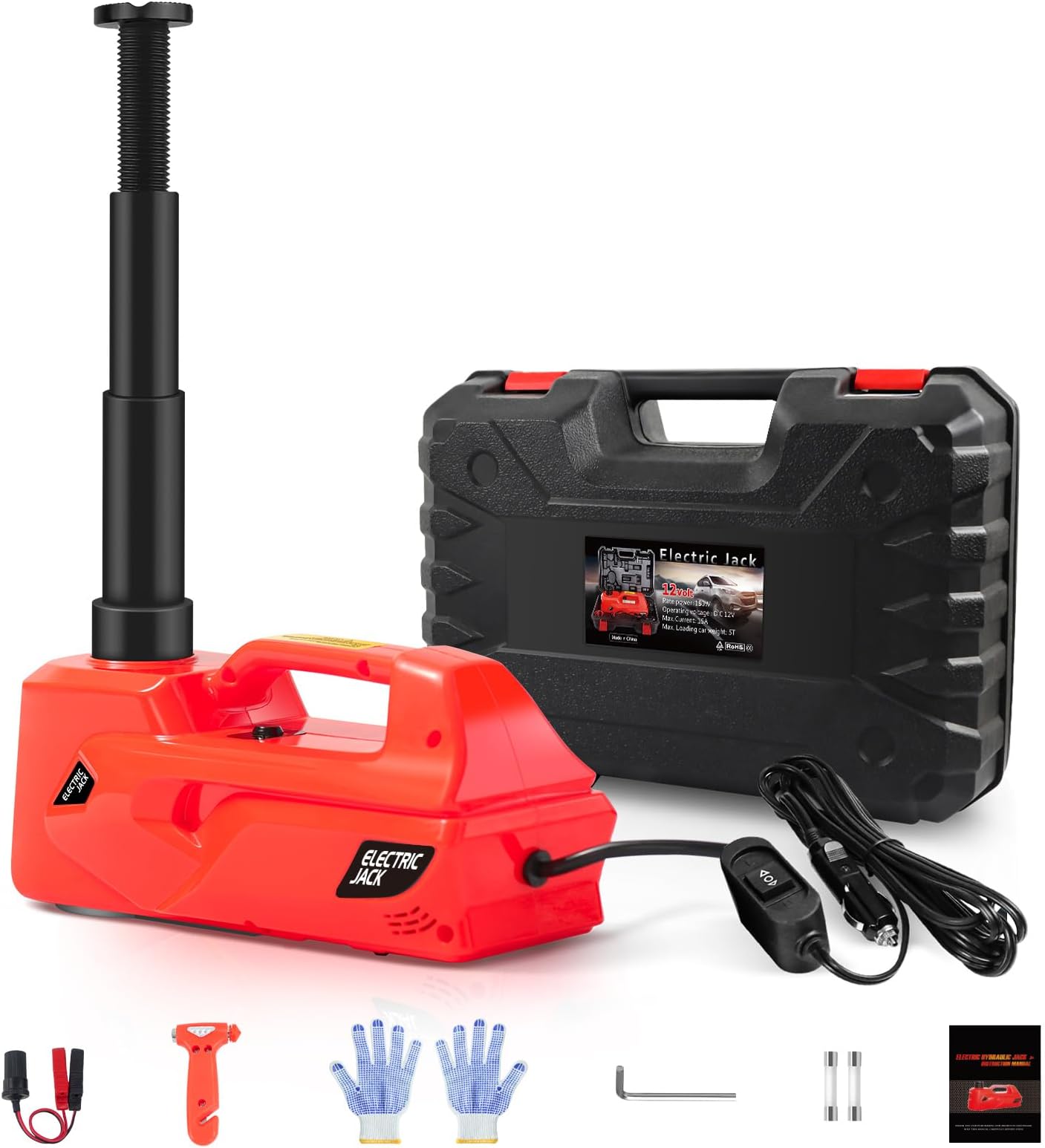 Amazon.com: E-HEELP Electric Car Jack 5 ton Powerful Hydraulic Car Lift ...