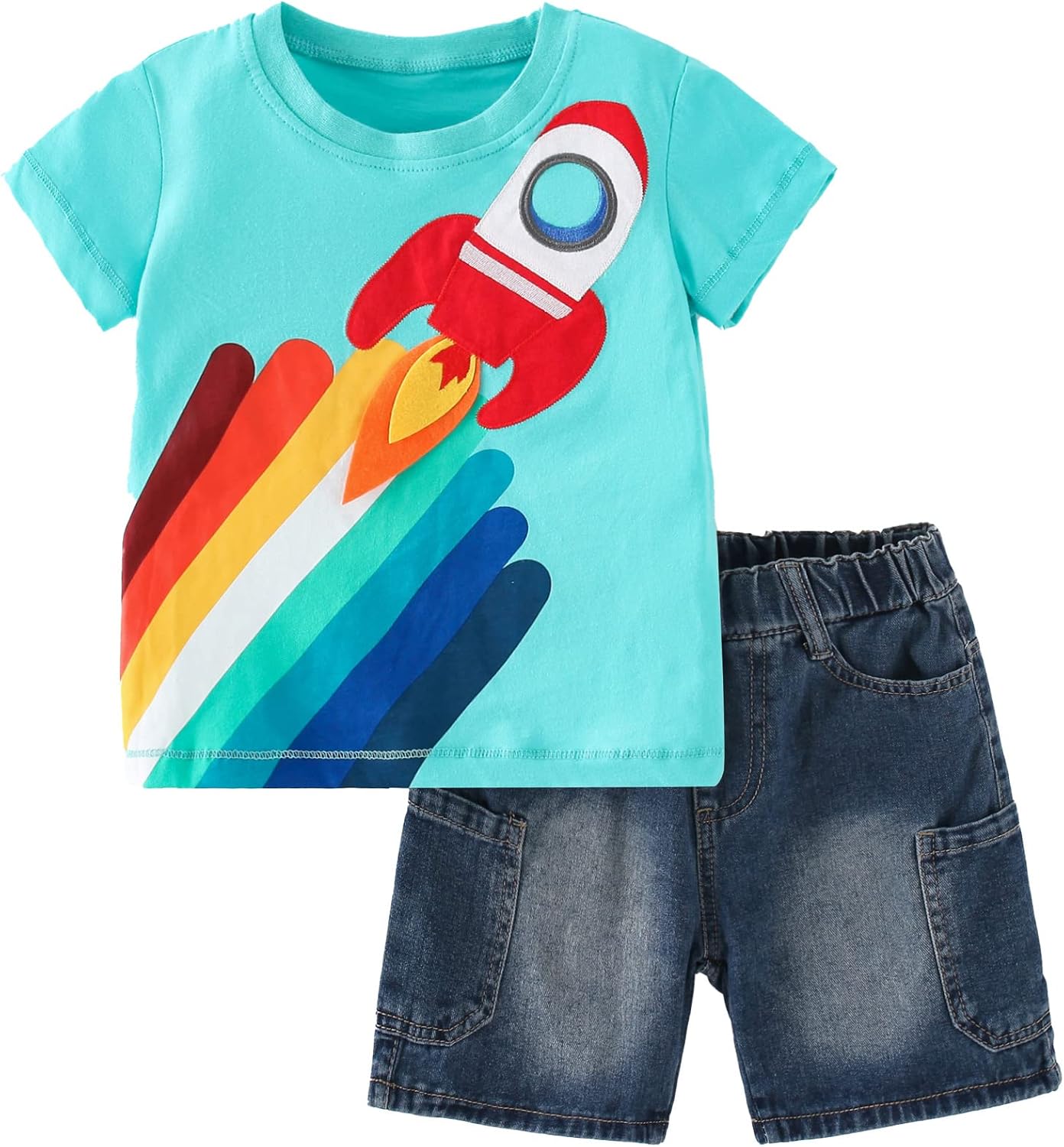 Amazon.com: Frogwill Toddler Boys Summer Clothing Rocket Printed 2 ...