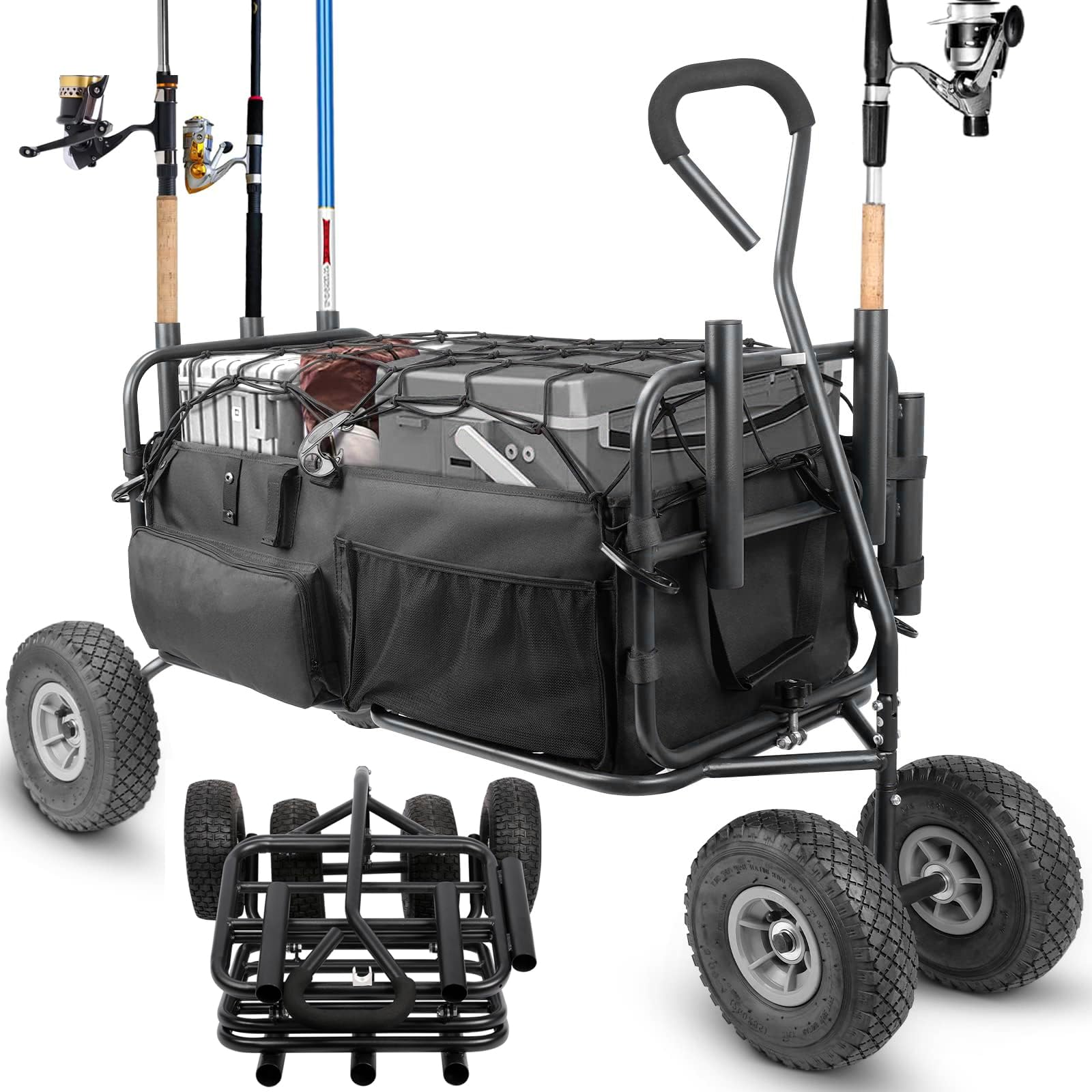 Amazon.com: Fishing Cart Wagon - Holds 5 Fishing Poles – Portable ...
