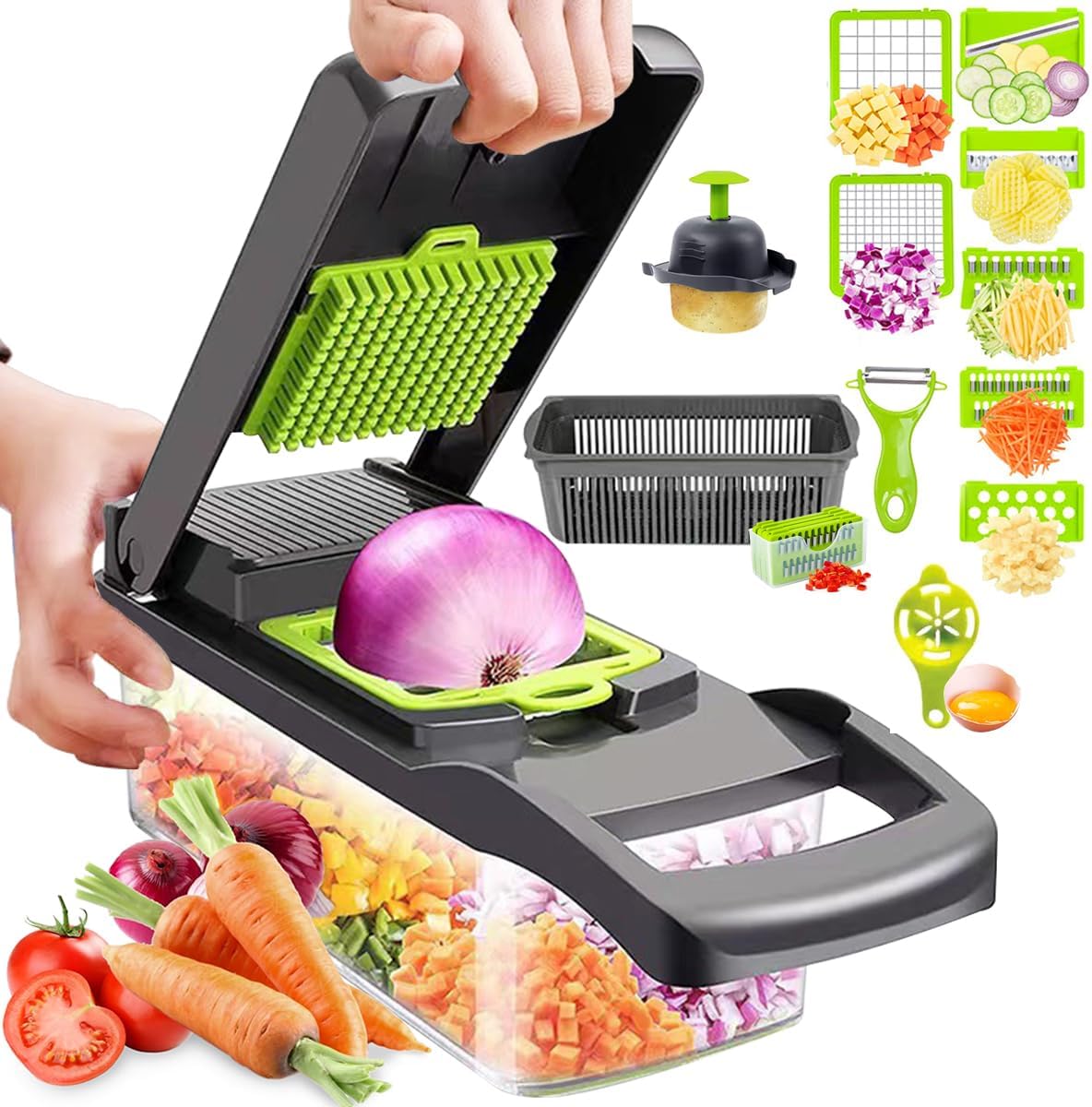Amazon.com: YHRDPP Vegetable Chopper Slicer, 16-in-1 with Spice Chopper ...