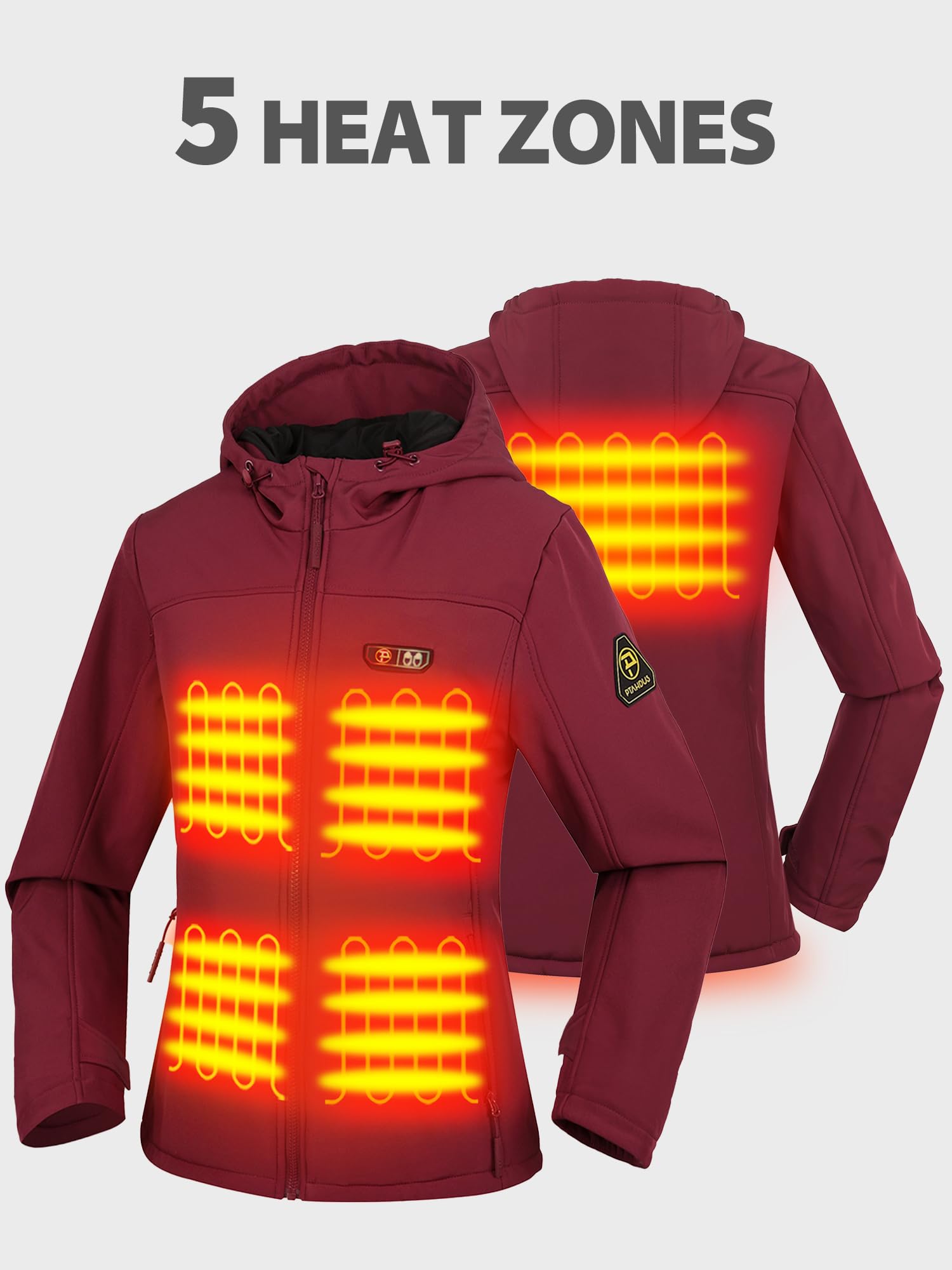 Snapklik.com : PTAHDUS Womens Heated Jackets 5 Heat Zones Battery Pack ...