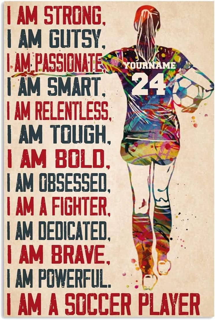 Amazon.com: HG86 Personalized I Am Strong I Am A Soccer Player Poster ...