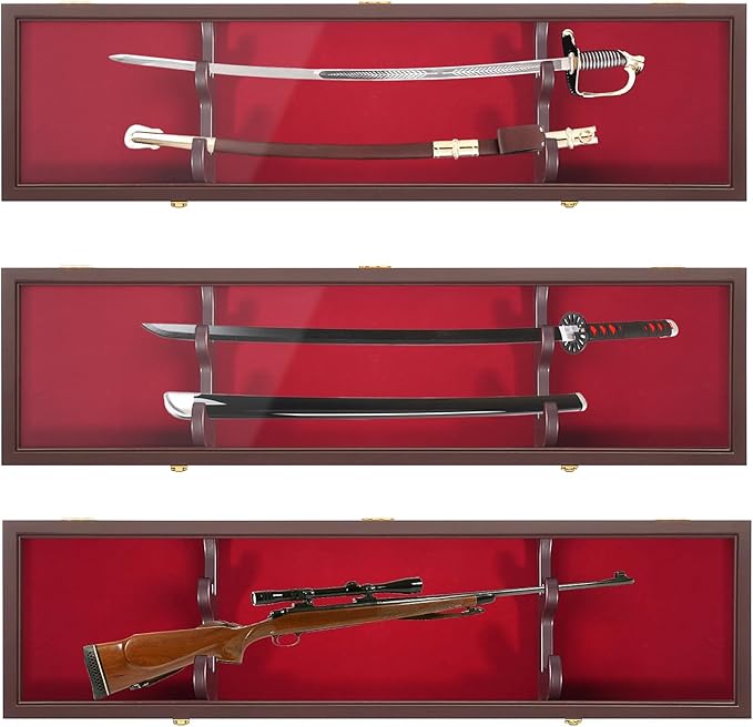 Amazon.com: 44" Sword Display Case Cabinet Stand Holder Wall Mounted ...