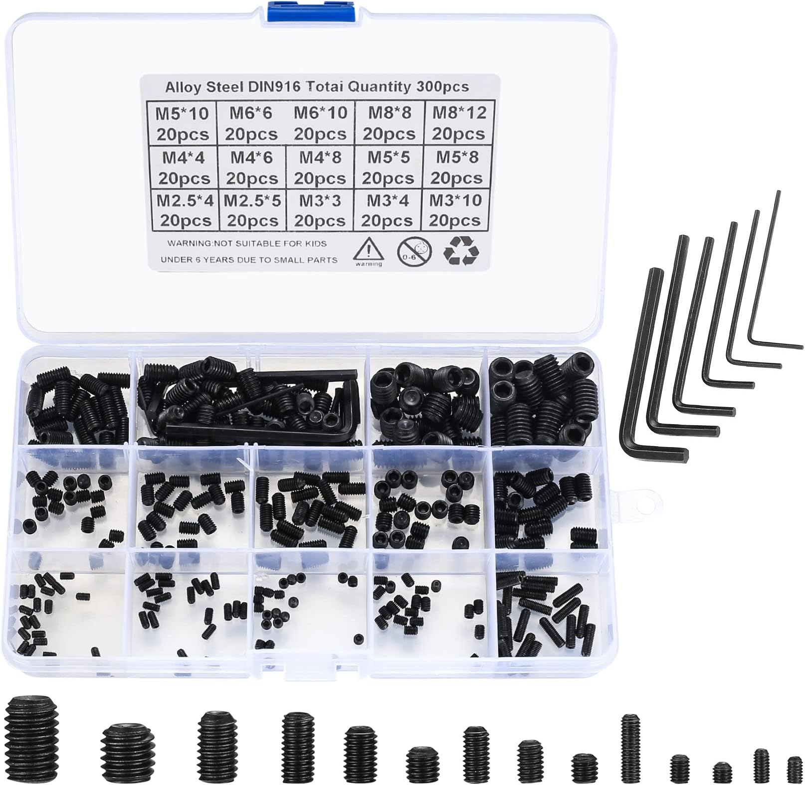 Amazon.com: Fine Thread Set Screw Assortment Kit (1/4" - 1/2 ...