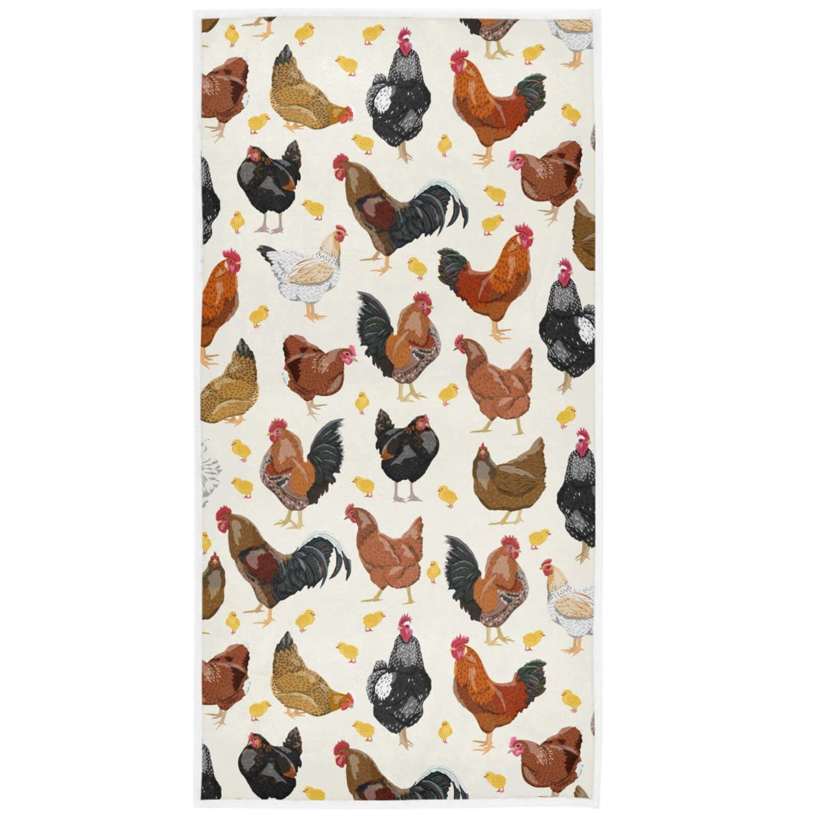 Amazon.com: Pfrewn Hens Roosters Chickens Set Hand Bath Towels Soft ...