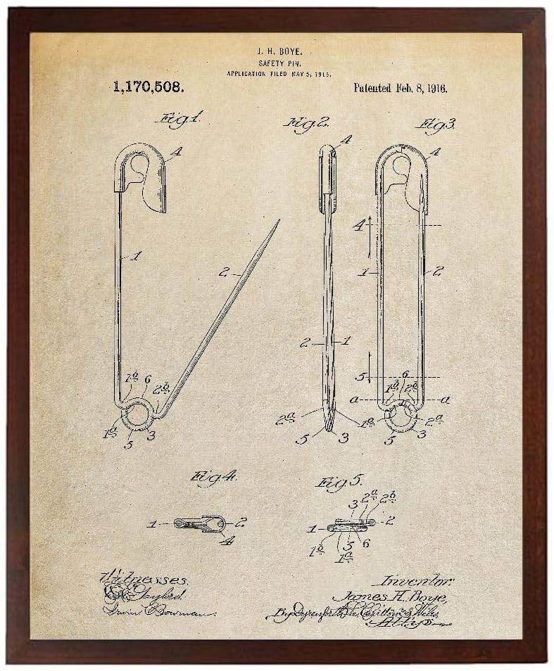 Amazon.com: Turnip Designs Safety Pin 1916 Patent Print Stationary Item ...