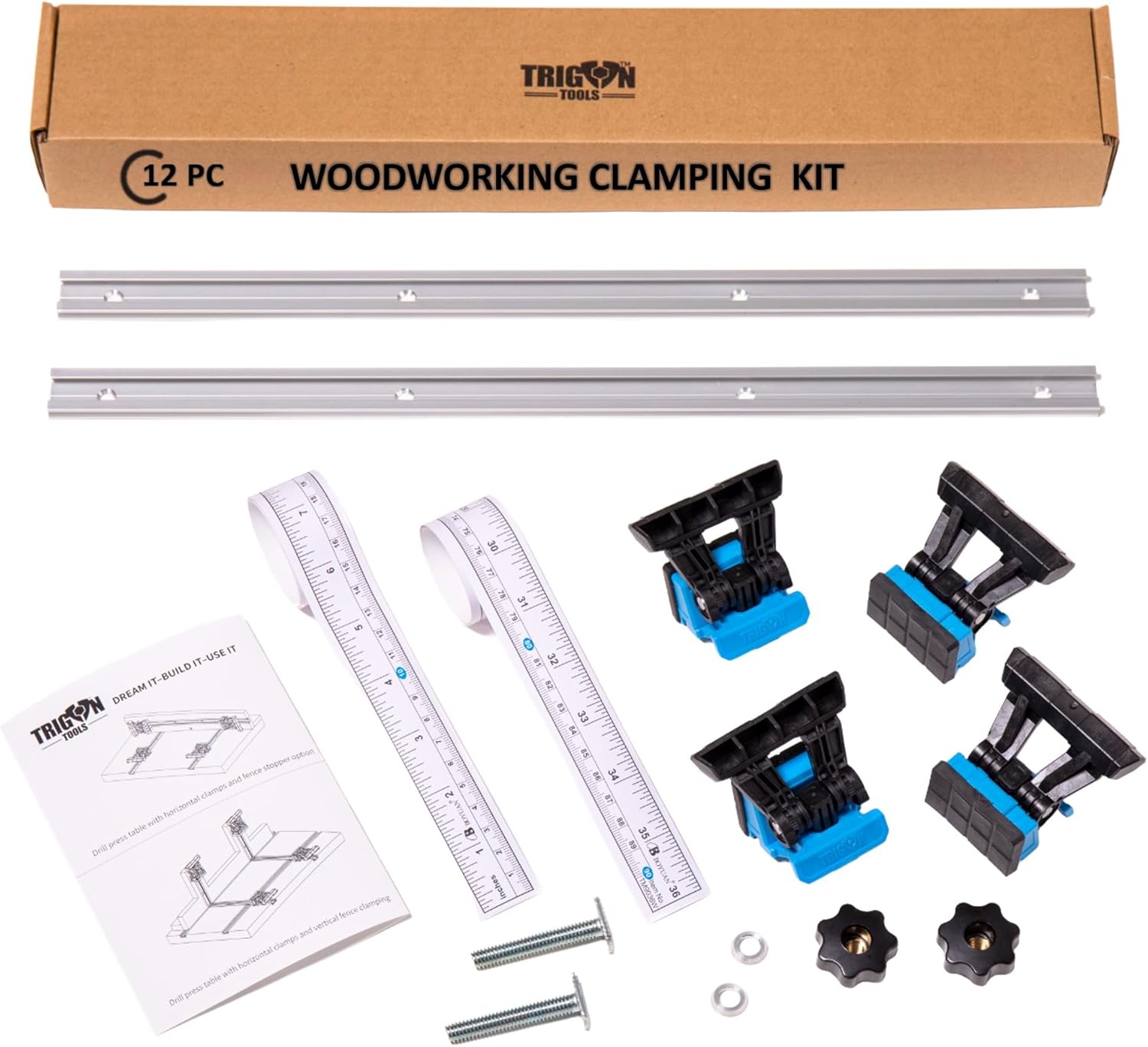 30⁰ Dovetail Aluminum Tracks & Inline Clamps Kit to Build Woodworking ...