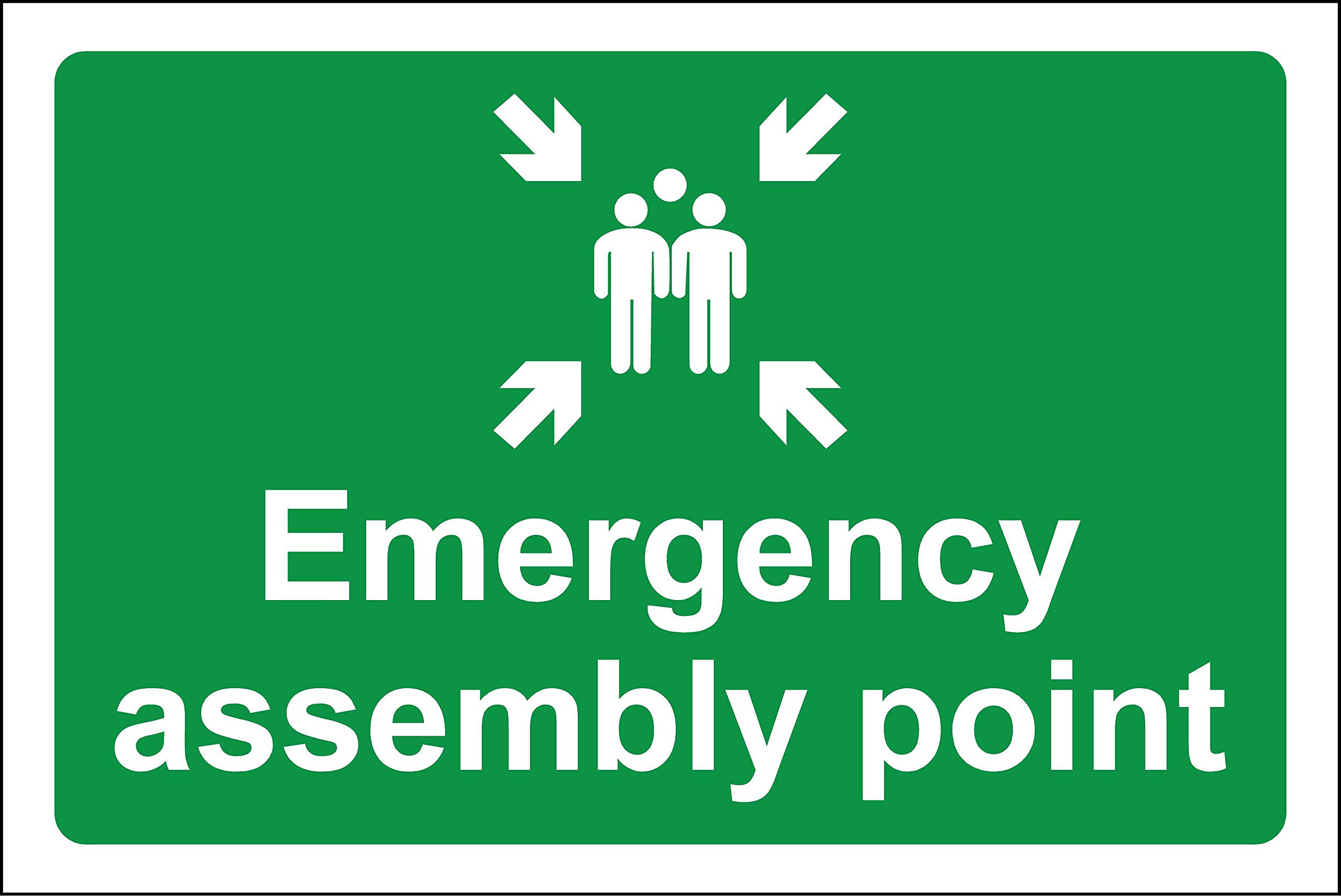 Emergency assembly point Safety sign - 3mm Aluminium sign 300mm x 200mm ...