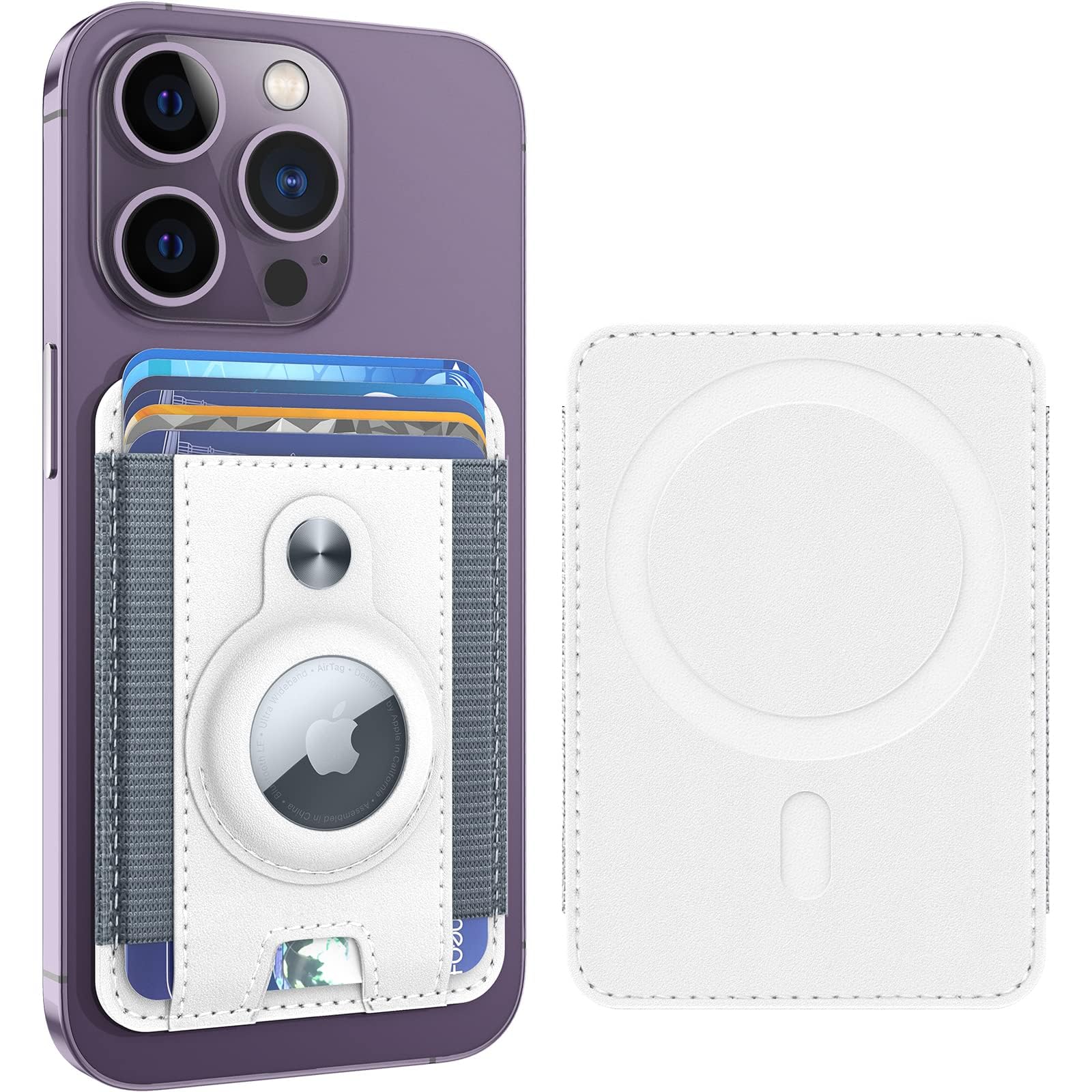 Magnetic Wallet Card Holder with AirTag Holder, Mag Safe Card Holder ...