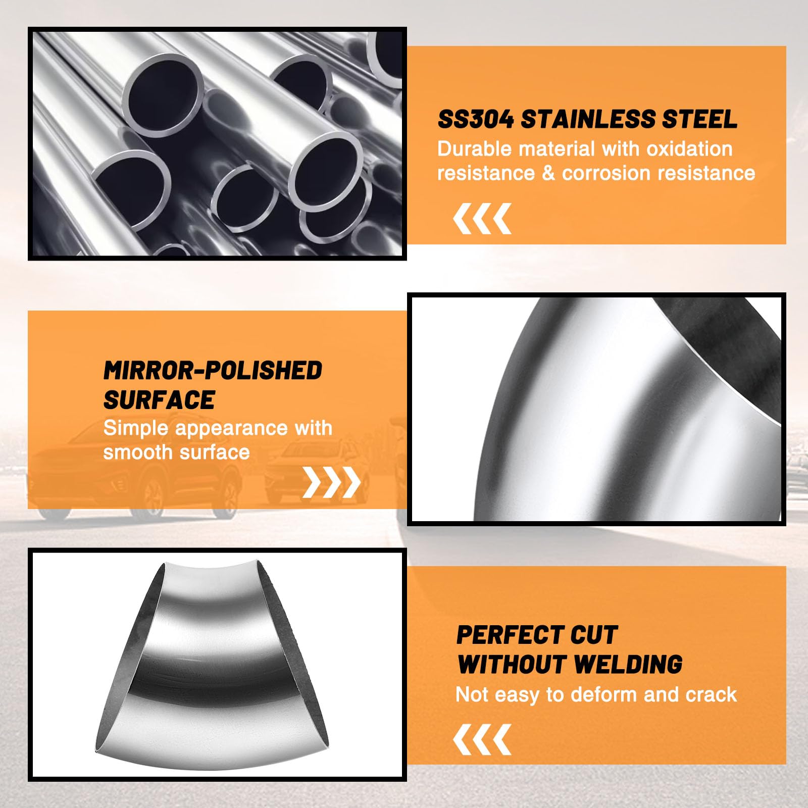 Snapklik.com : 3 Inch 45 Degree SS304 Stainless Steel Bend Tube Exhaust ...