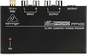 Behringer MICROPHONO PP400 Ultra-Compact Phono Preamp, Silver : Amazon ...