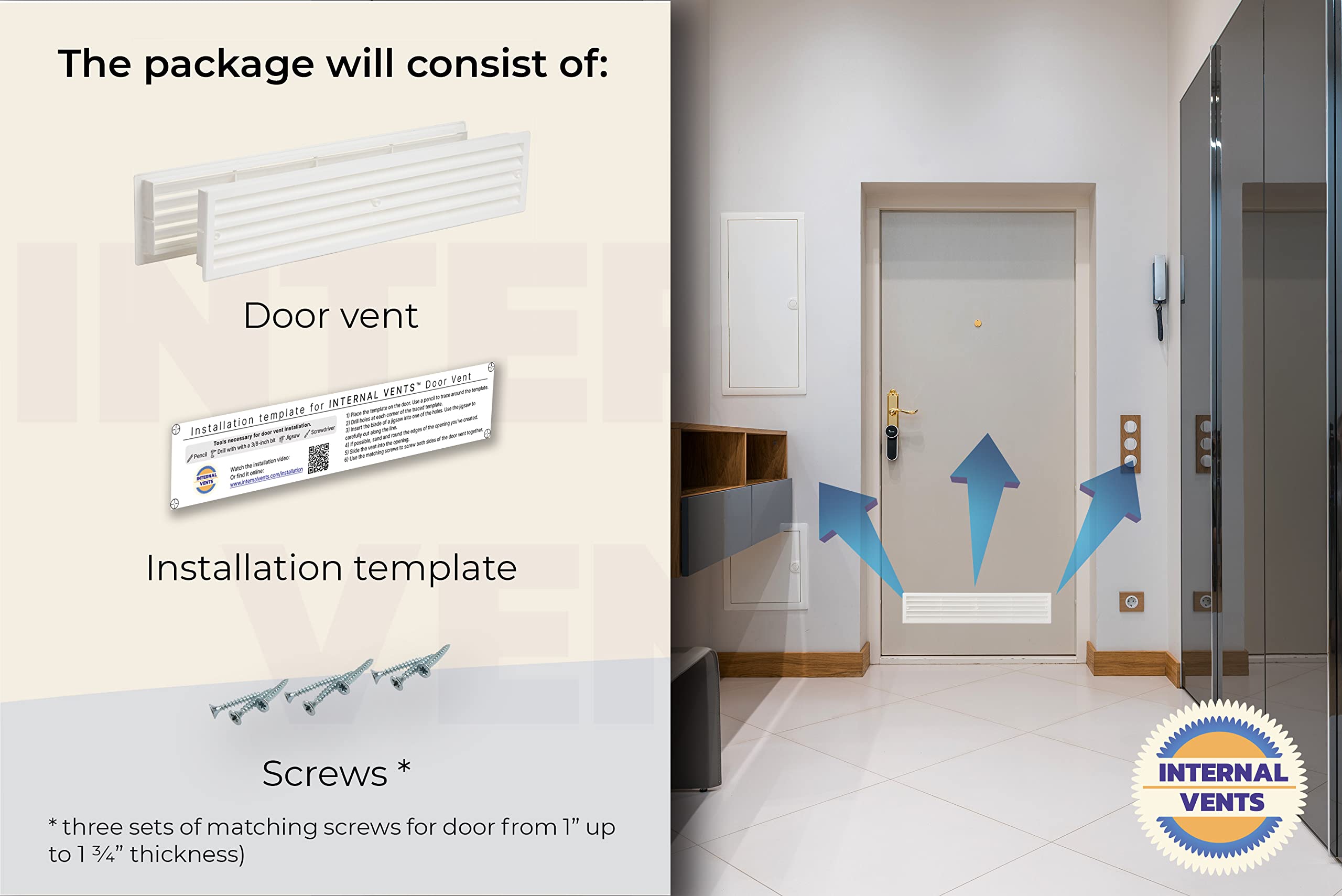 Snapklik.com : INTERNAL VENTS Door Vent For Interior Doors 16 7/8 X 3 ...