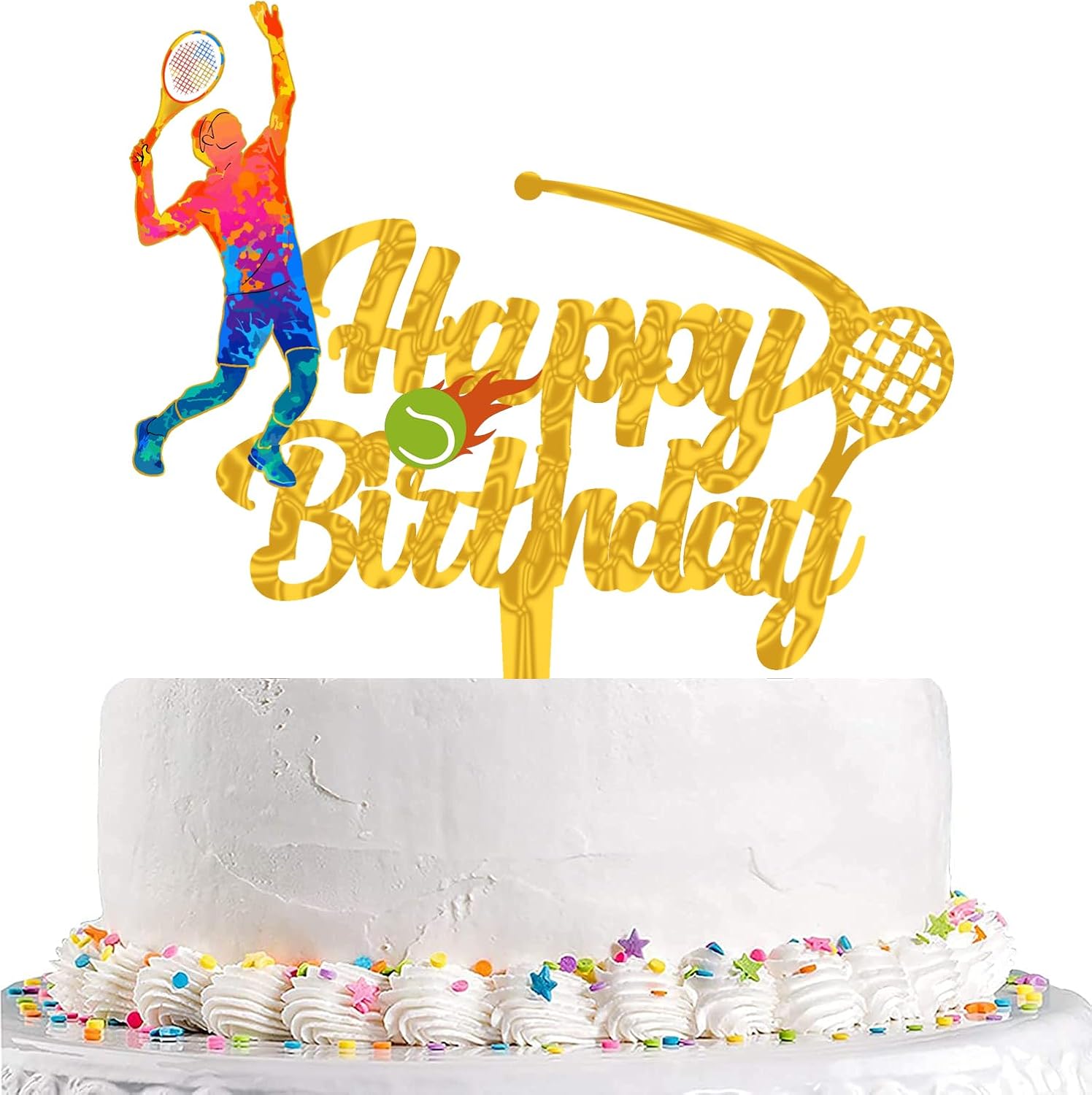 Amazon.com: Tennis Birthday Cake Topper Tennis Player Sport Themed ...