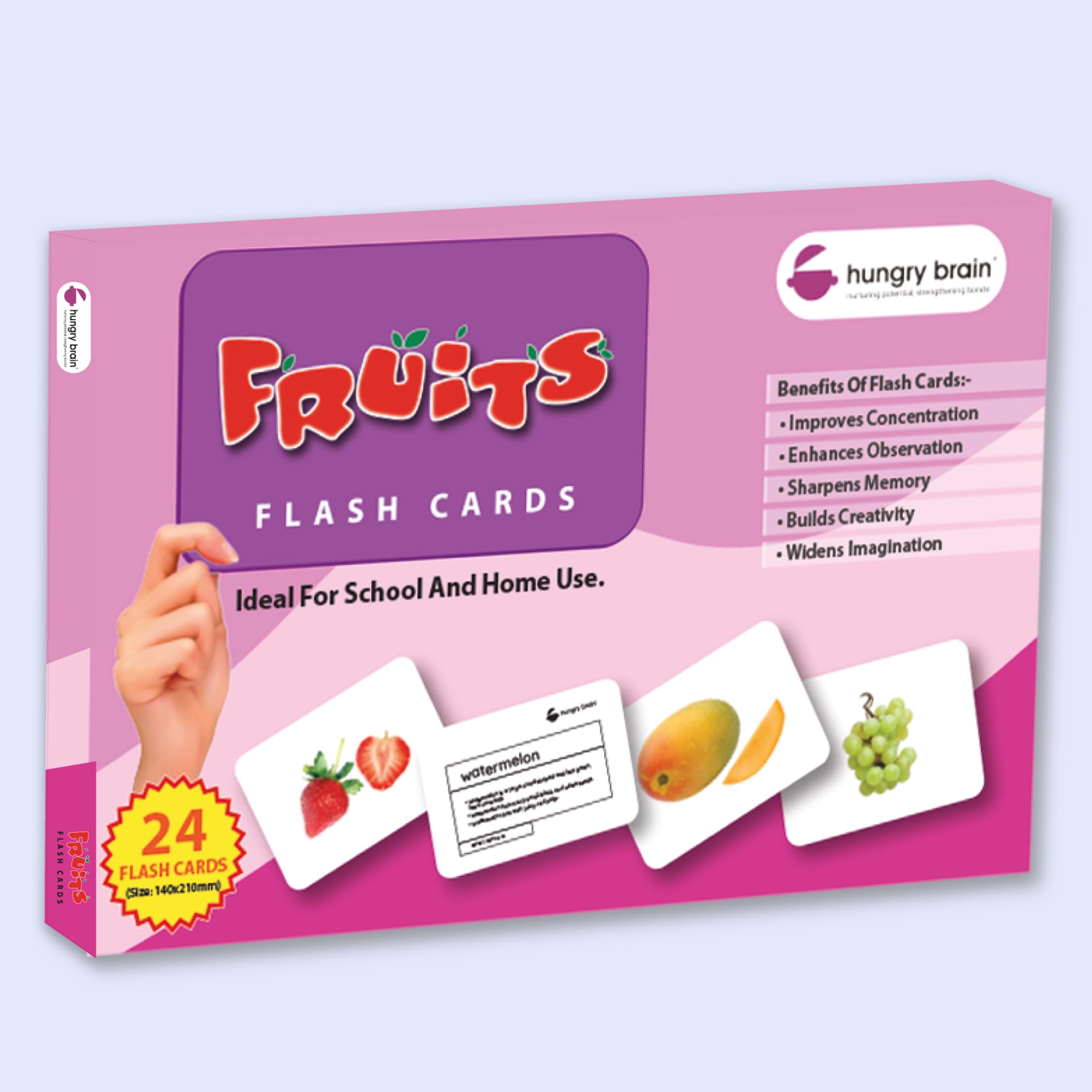 Buy Hungry Brain Fruits Flash Cards for Kids I 24 Real Picture ...