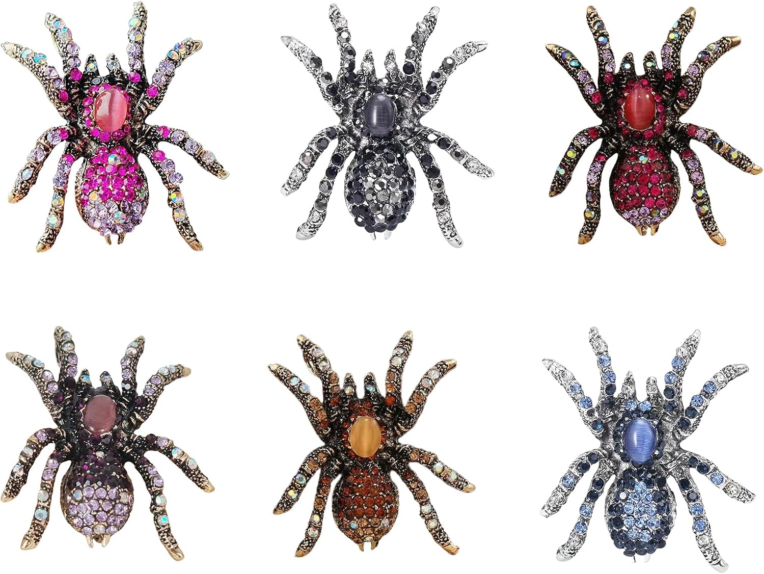 Amazon.com: 6pcs Ucubwfu Colorful Spider Brooch Set, Rhinestone Spider ...