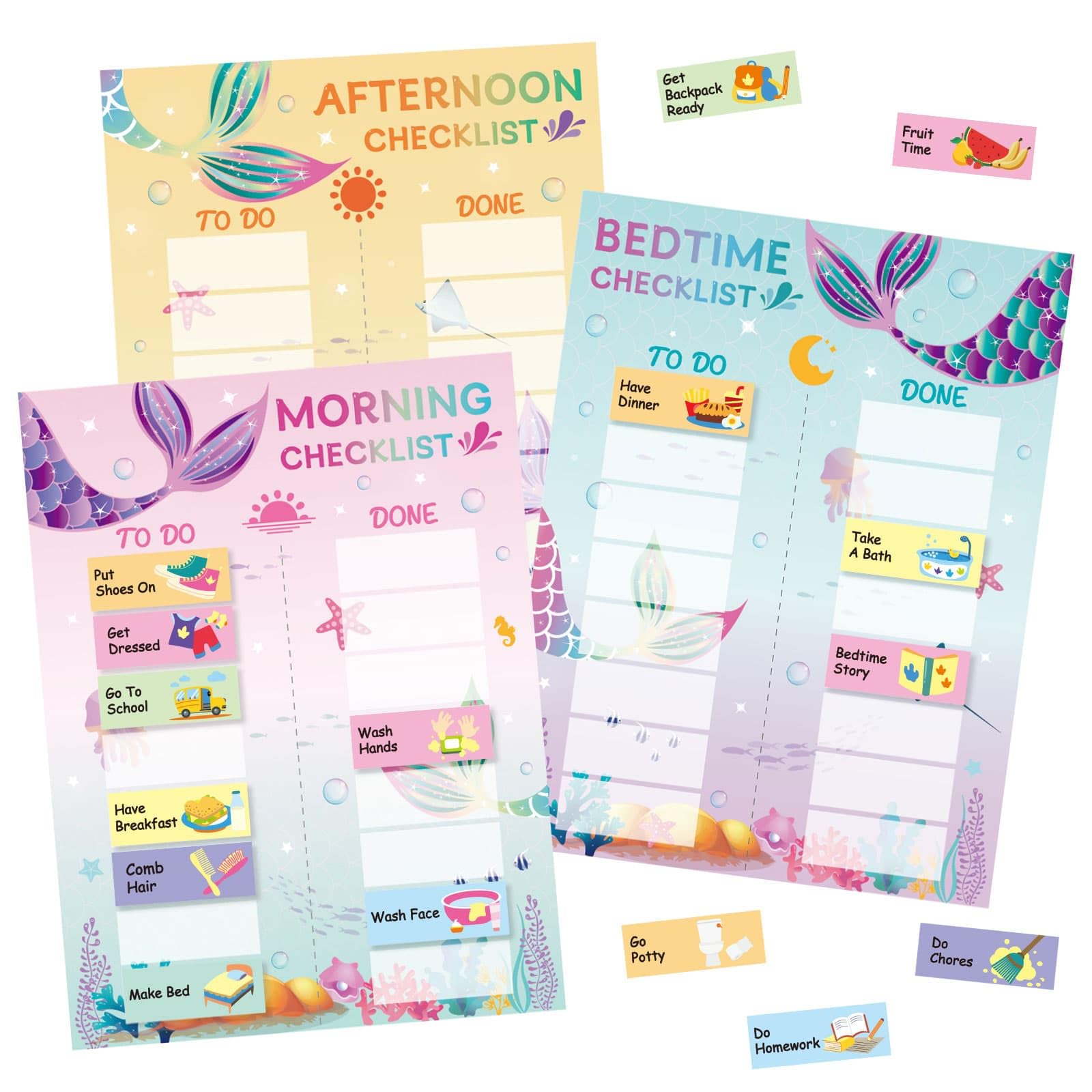 Amazon.com: WERNNSAI Daily Schedule Board for Kids - Mermaid Visual ...