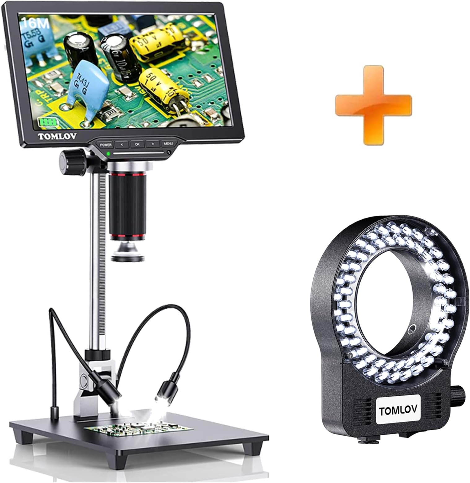 Amazon.com : TOMLOV DM201 Pro HDMI Digital Microscope 1200X +Ring Light ...
