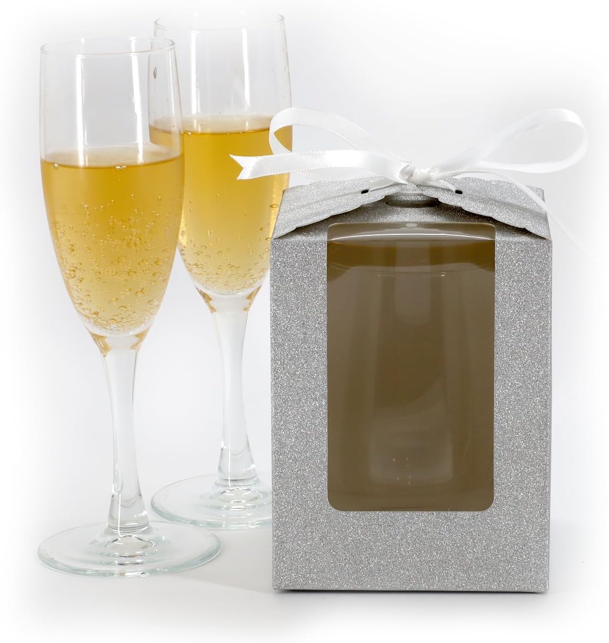 Amazon.com: Silver Sparkling Wedding Favor Box-40 Ct Large 4"x4"x5 ...