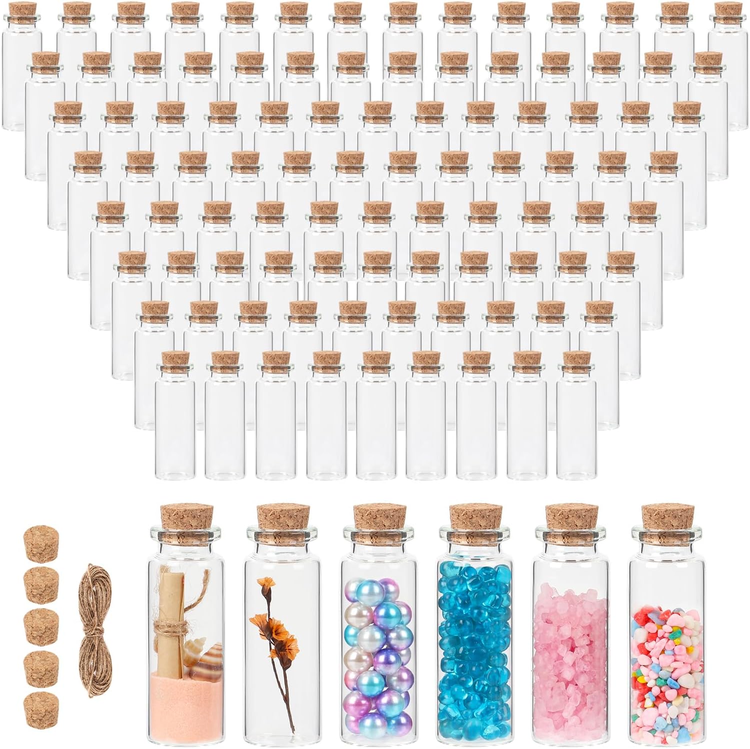 Amazon.com: Miukada 10 ml Small Glass Bottles with Cork, 60 Pack Mini ...
