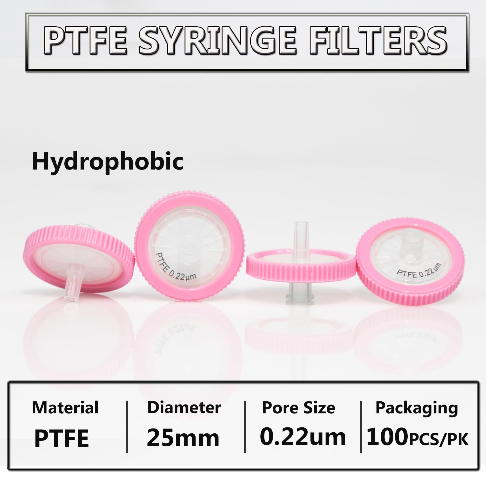 Snapklik.com : Syringe Filters PTFE Hydrophobic Filtration 0.22um ...