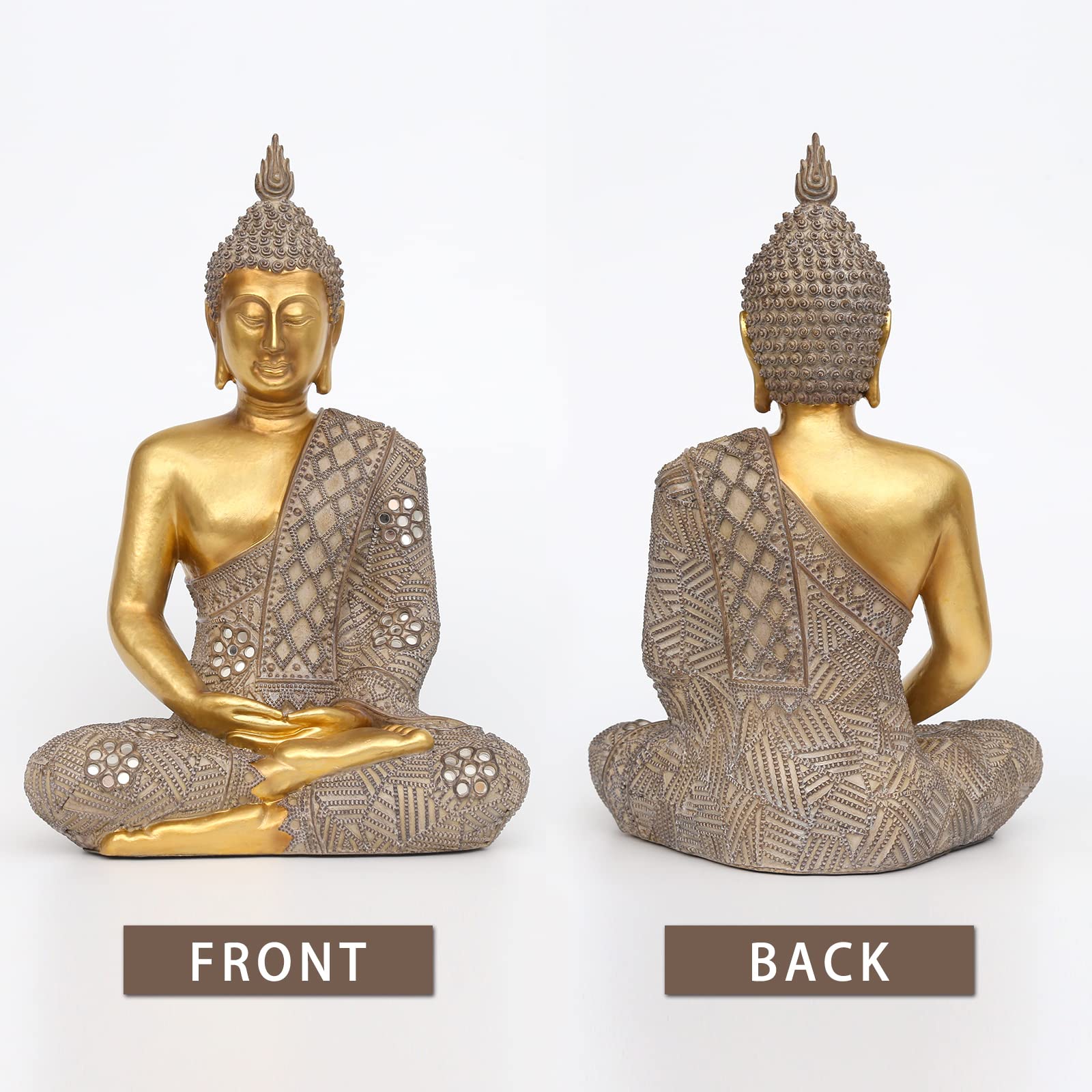 Buddha Statue for Home Decor Gold 12.4â€?-Buddha Statues for Zen Decor ...