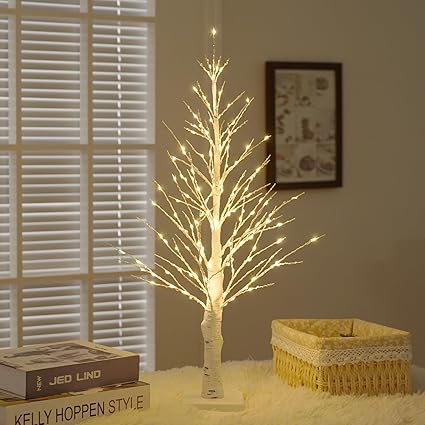Amazon.com: Vonezay Tabletop Lighted Birch Tree for Christmas Decor,1 ...