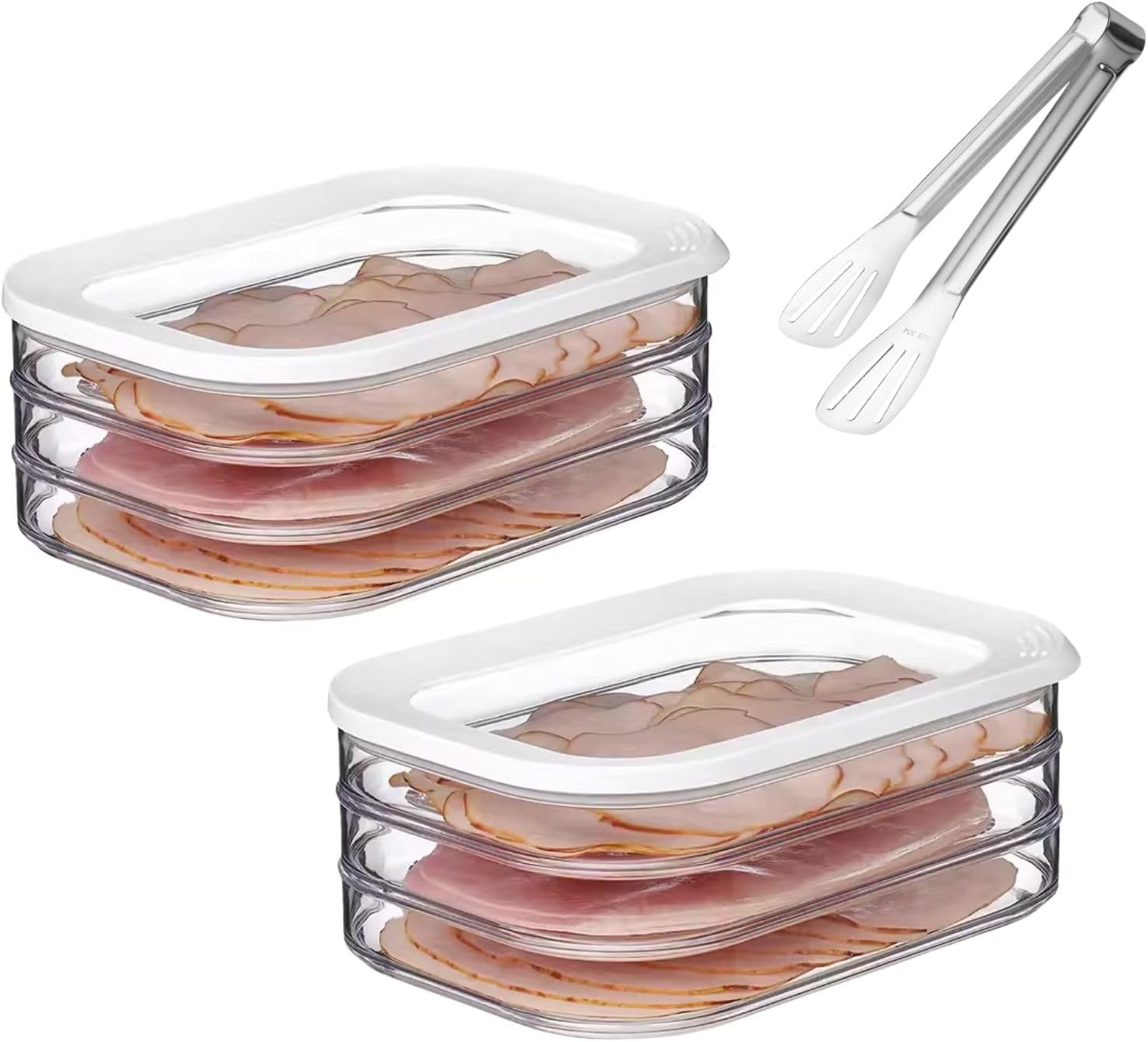Amazon.com: 2 Pcs Deli Meat Container Bacon Holder Cheese Keeper with ...