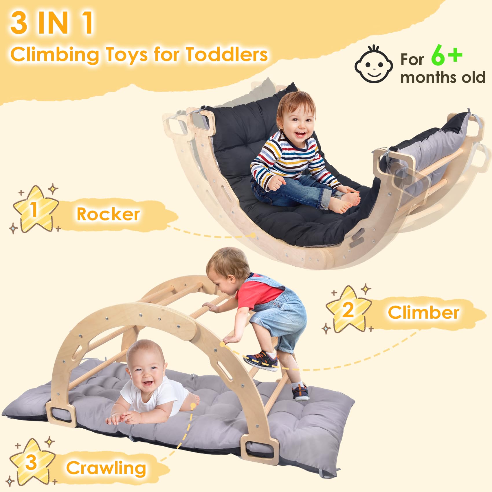 Snapklik.com : BIERUM Toddler Climbing Toys, Climber Arch Rocker ...
