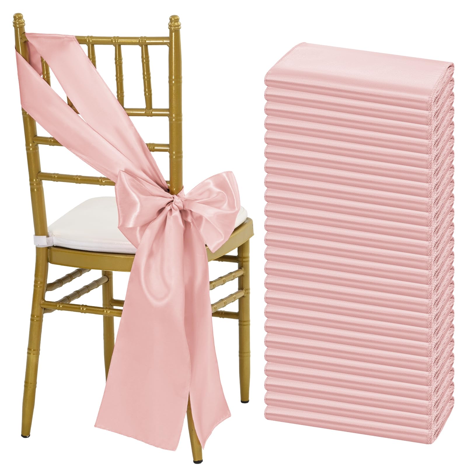 Amazon.com: LOKUME 50 PCS Satin Chair Sashes Bows, Rose Gold Chair ...
