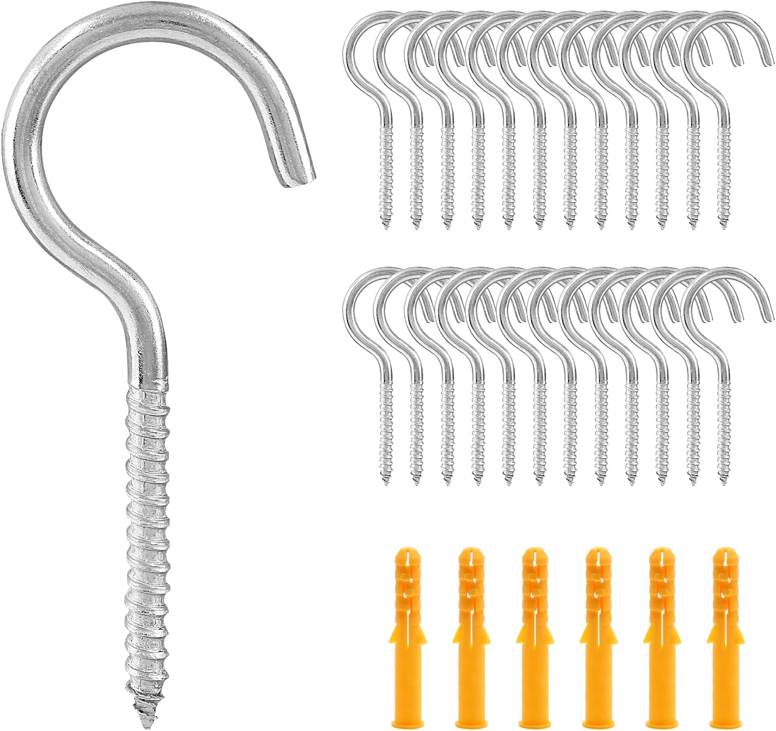 Amazon.com: LifCratms 24 Packs M4 x 50 304 Stainless Steel Screw Hooks ...