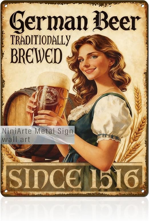 Amazon.com: NiniArte German Beer Metal Tin Sign German Beer Vintage ...