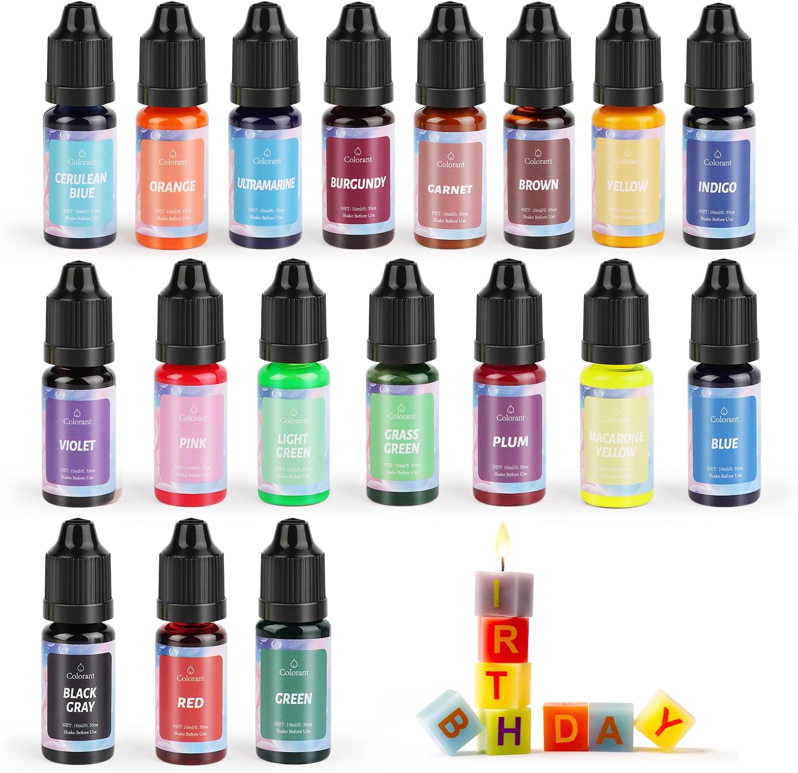 Colorant liquide pour bougies - 18 couleurs - Colorant pour bougie DIY ...