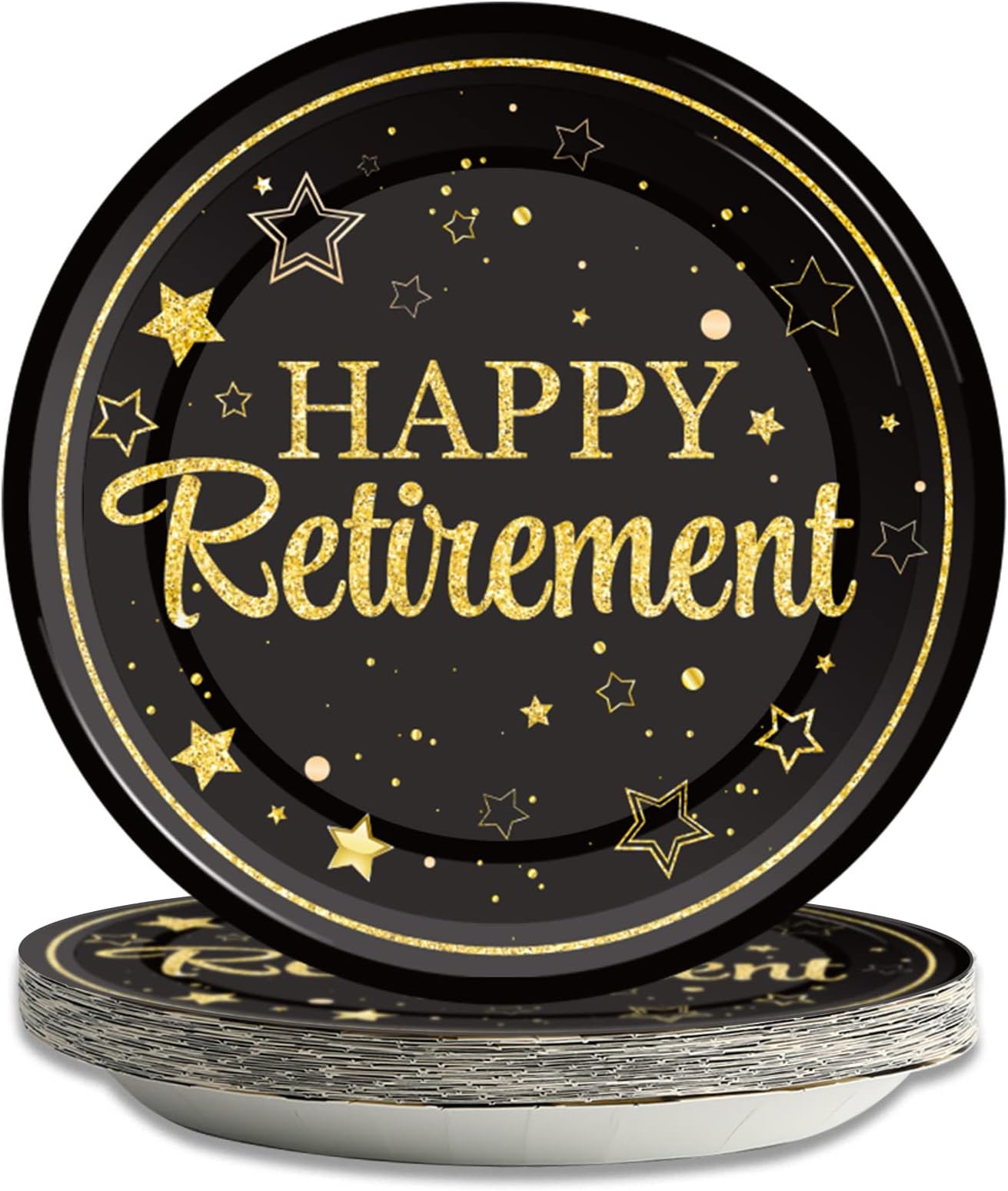 Amazon.com: BLUE PANDA 80 Pack Happy Retirement Paper Plates for Party ...