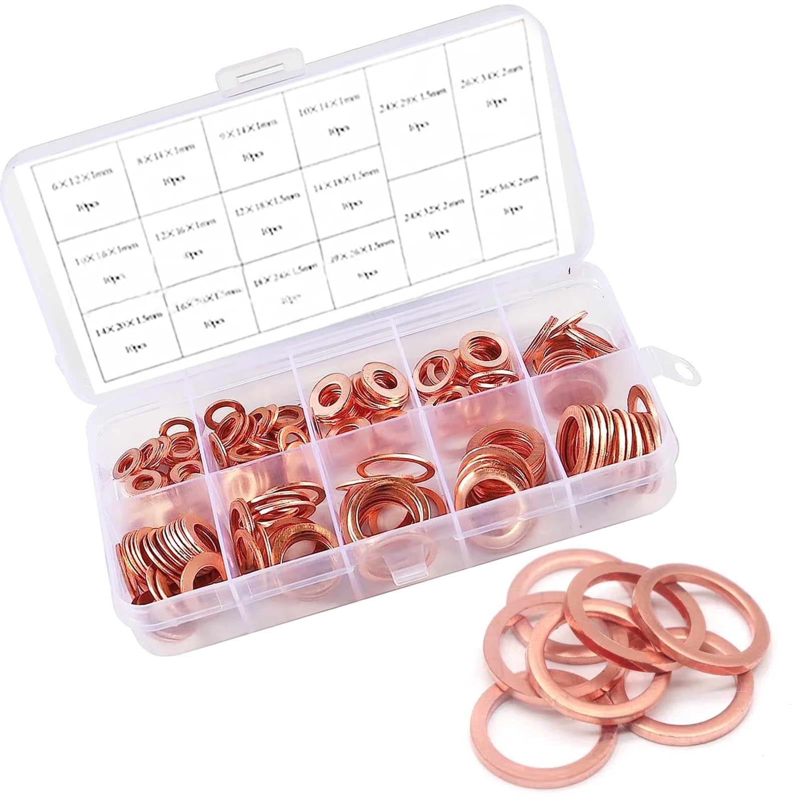 Snapklik.com : Jewkot 200 PCS Car Flat Crushed Copper Gasket ...