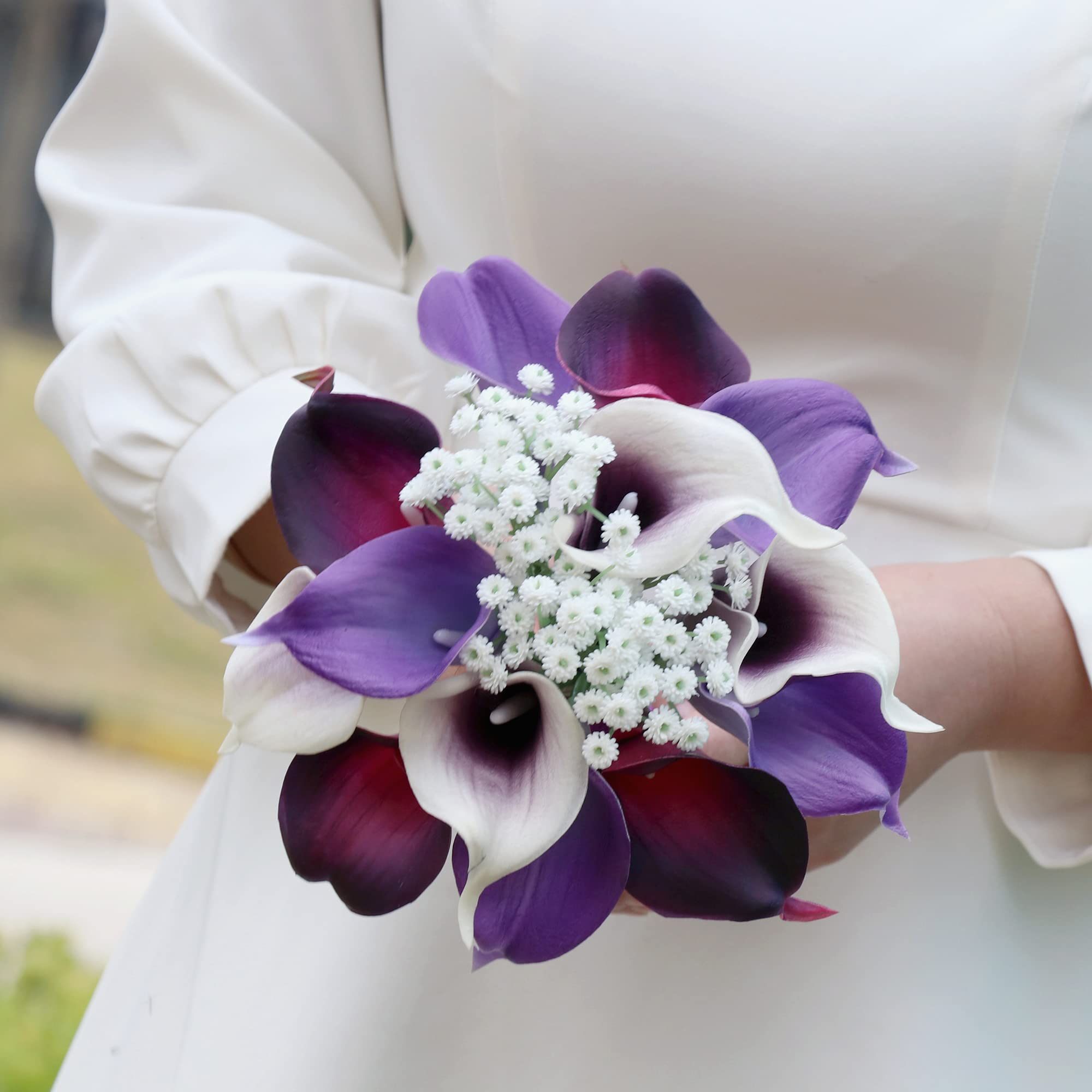 Purple Calla Lily And Rose Bouquet