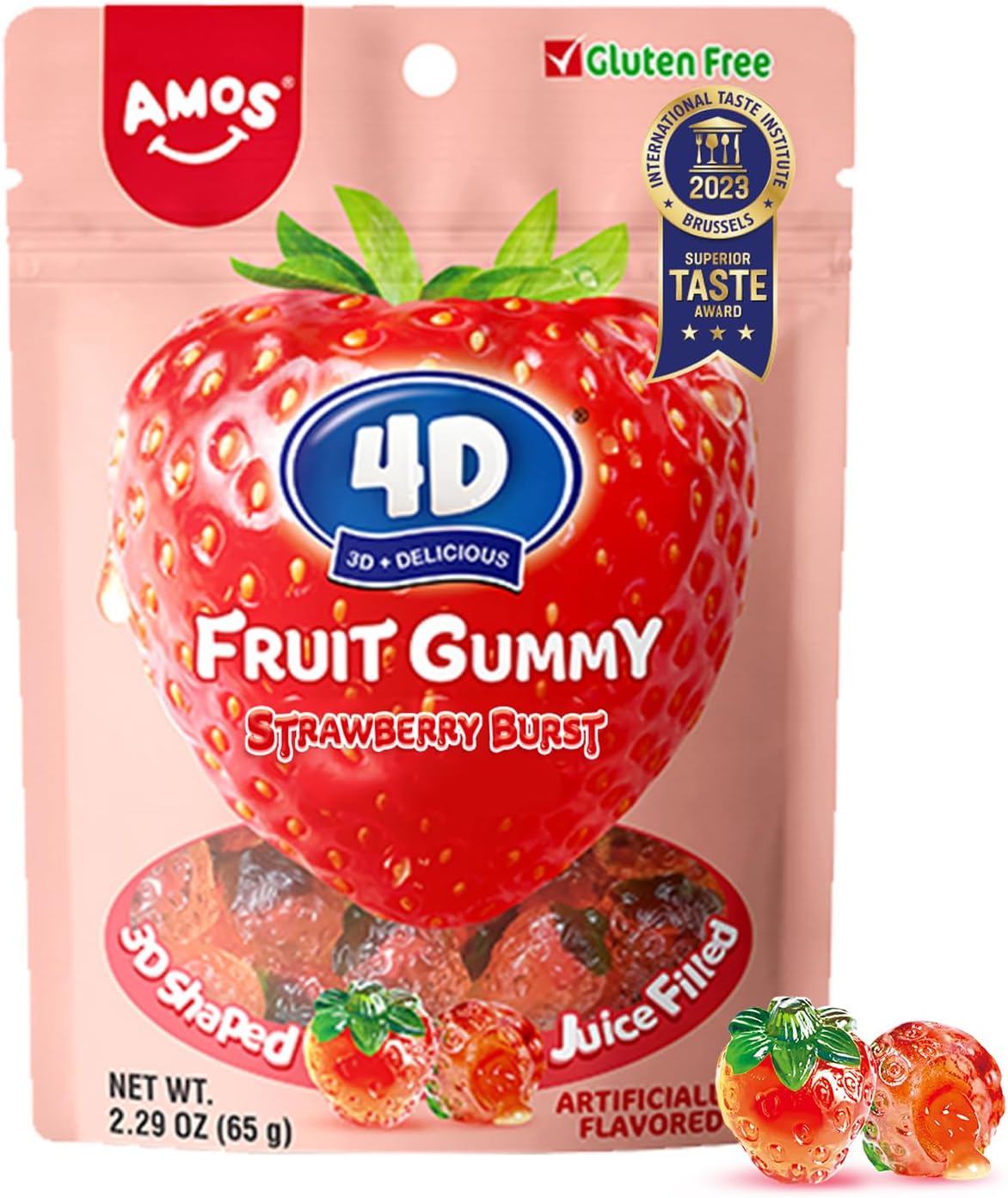 Amazon.com : Amos 4D Gummy Candy Strawberry Burst, Halloween Candy Gift ...
