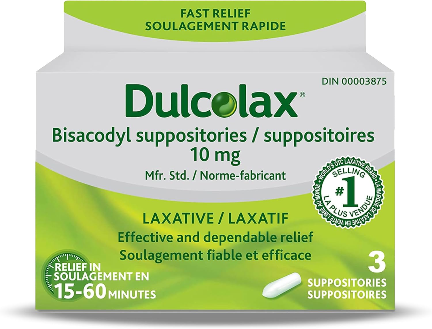 Dulcolax Bisacodyl Laxative Suppositories, 10mg Laxatives for Relief of ...