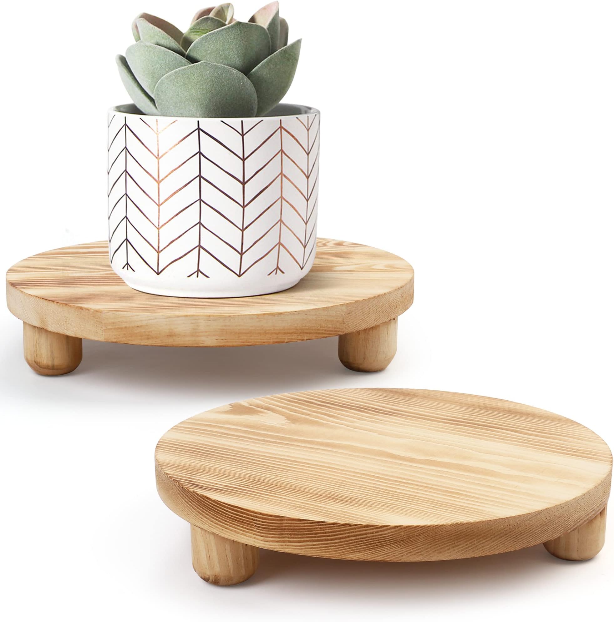 Amazon.com : 4 Pcs Wooden Plant Stool 10'' Low Plant Riser Small ...