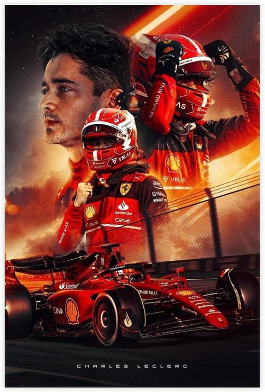 WOMELF Charles Leclerc Poster sur toile Motif pilote de Formule 1 30 x ...