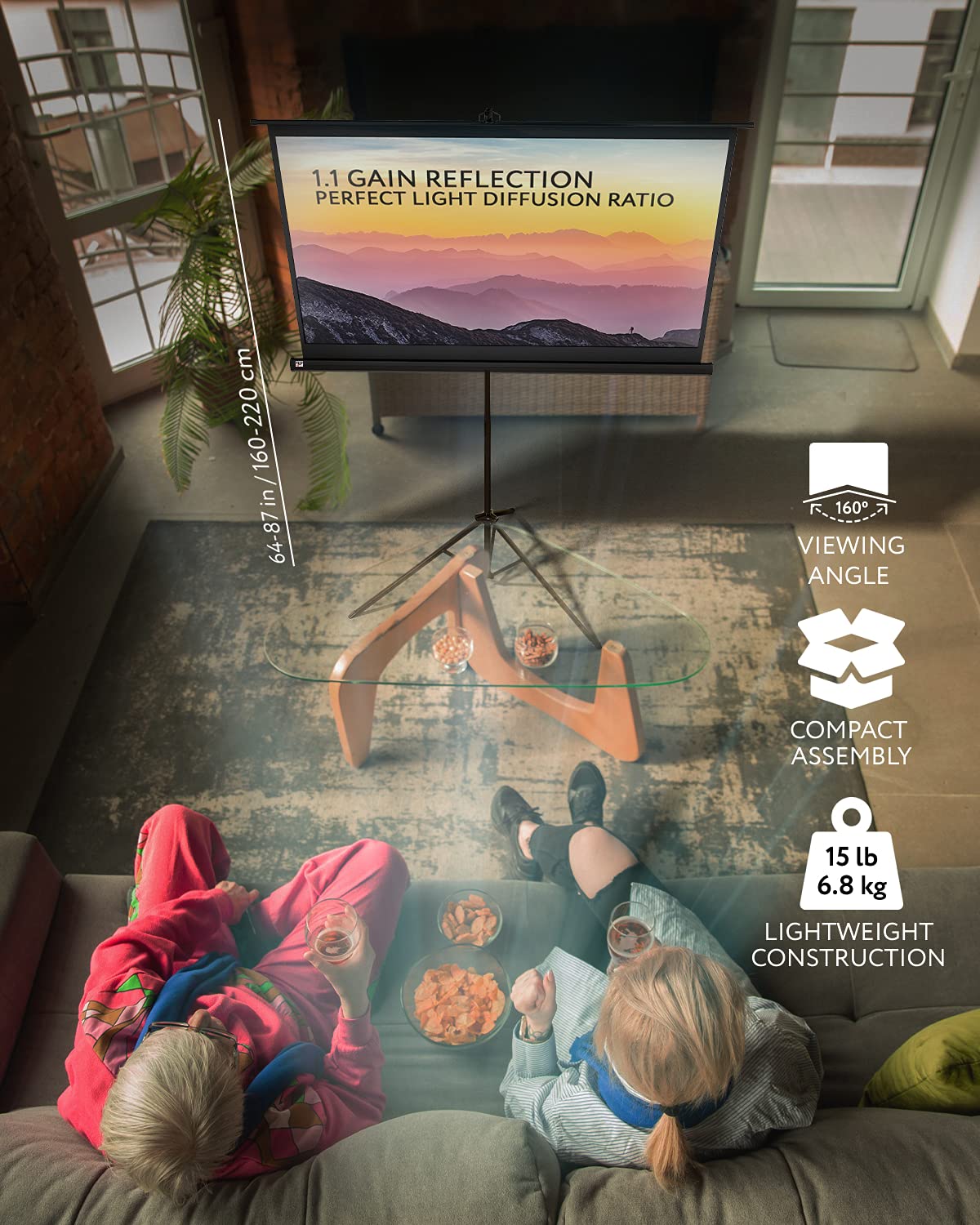 Projector Screen with Stand 84 inch - Indoor and Outdoor Projection ...