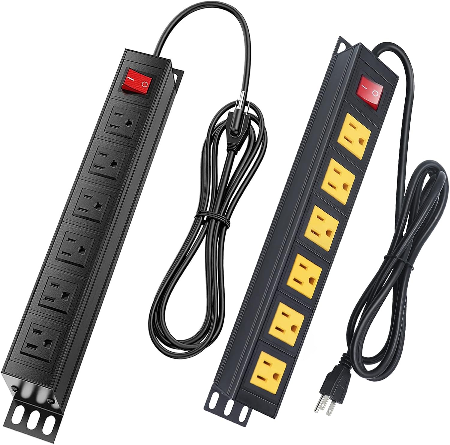 Amazon.com: QBA 2 Pack 6 Outlet Metal Power Strips, Heavy Duty Power ...