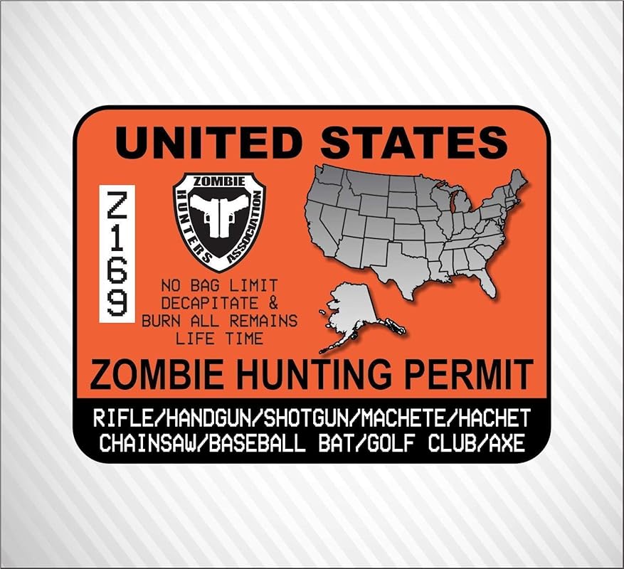 Amazon.com: United States Zombie Hunting Permit Vinyl Sticker Decal ...