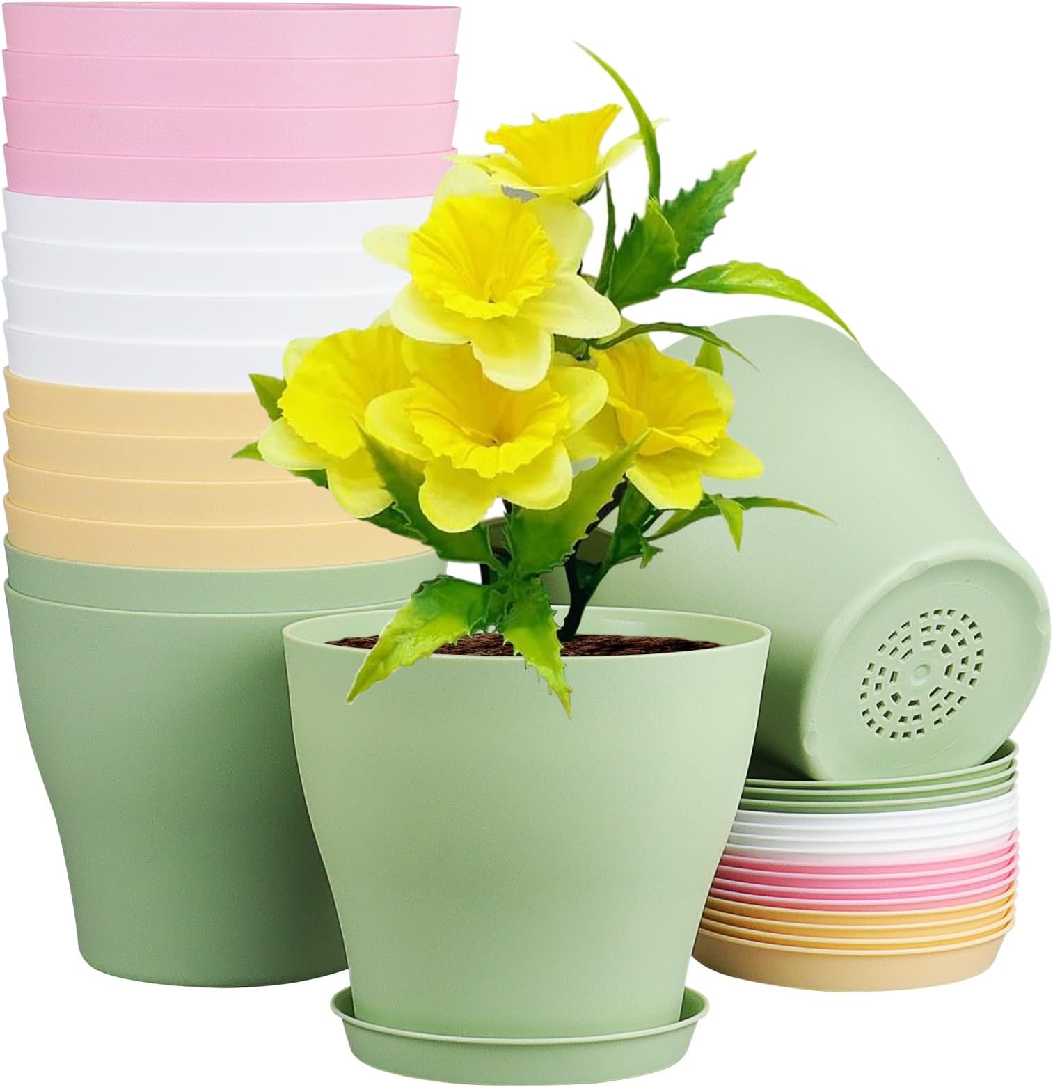 Amazon.com: Meowell 6 inch Plastic Nursery Pots, Seedling Pots, 16 Pack ...