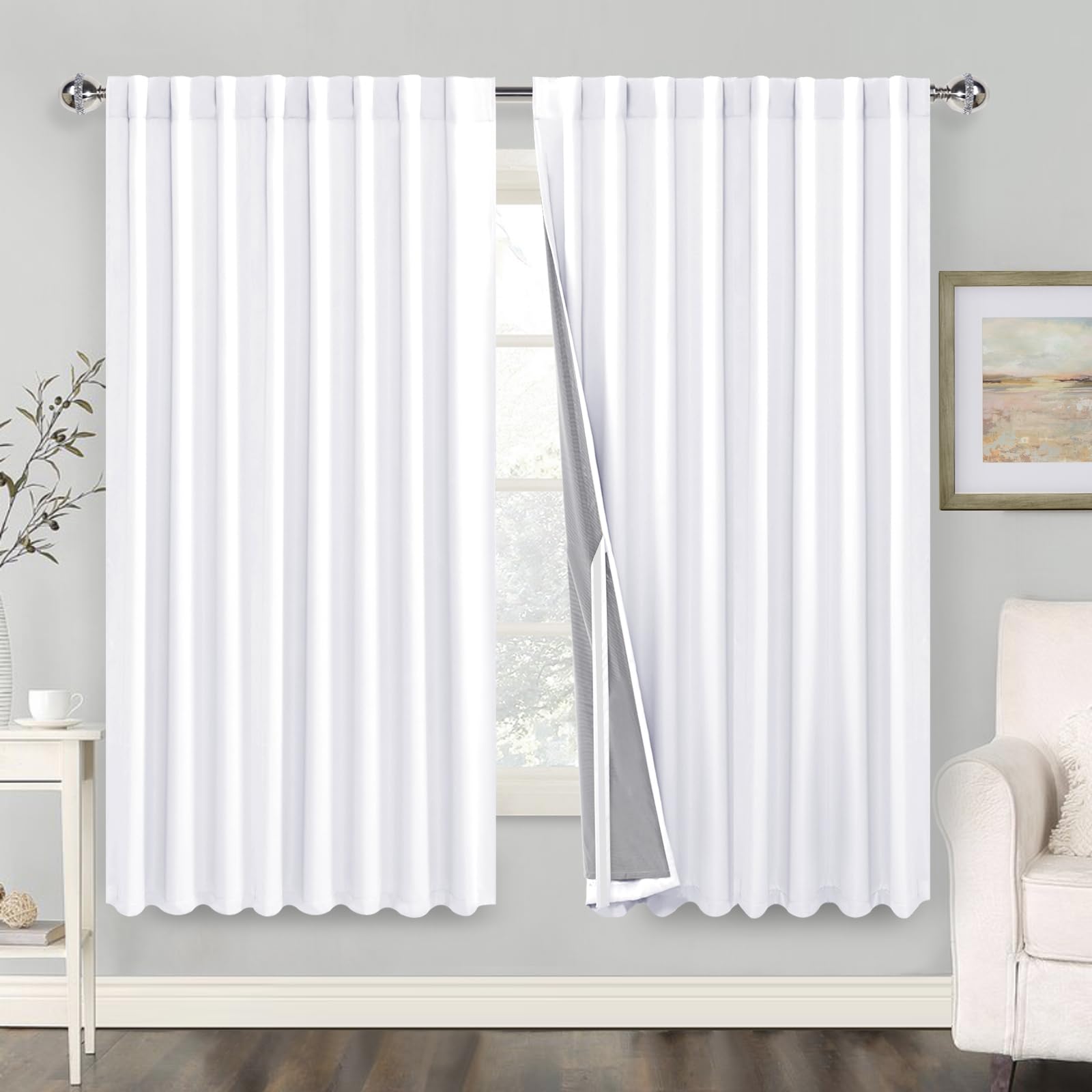 Full Blackout Curtain with Tiebacks- Rod Pocket & Back Tab Thermal ...