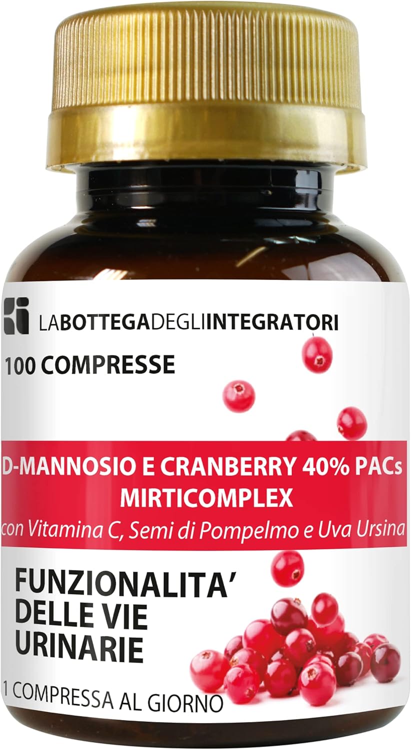 D - Mannosio e Cranberry 40% PAC Mirti Complex con Semi di Pompelmo, Uva Ursina e Vitamina C ...
