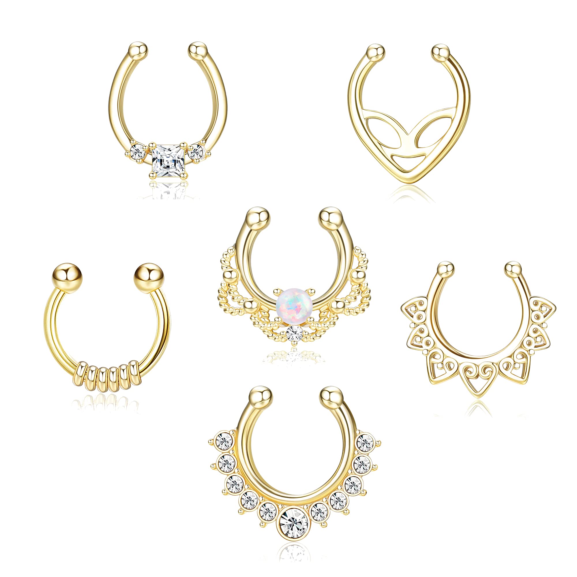 Snapklik.com : Gold Tone Faux Septum Rings For Women Men Fake Nose ...