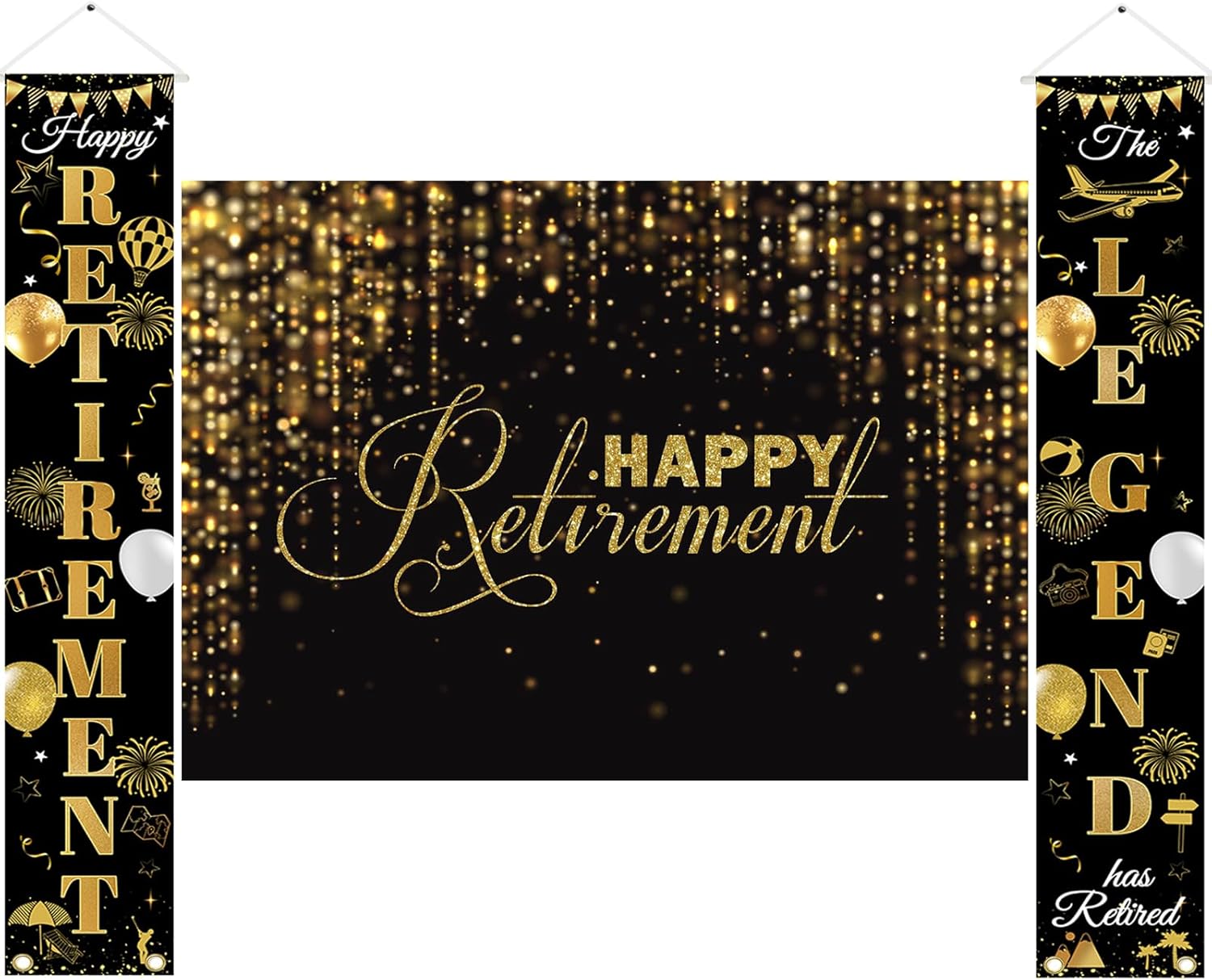 Amazon.com: Happy Retirement Backdrop and Porch Signs Bundle : Home ...
