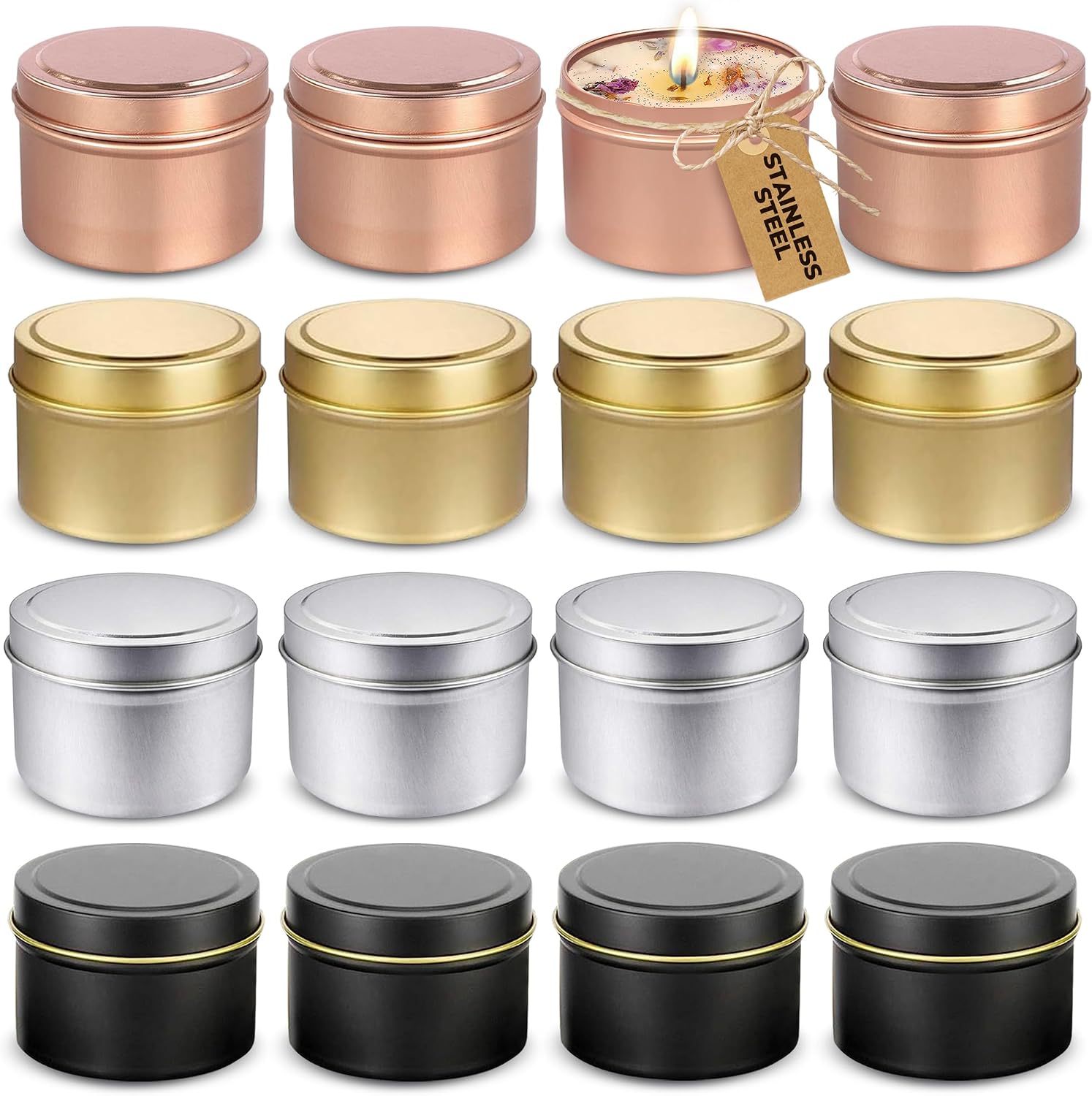 Amazon.com: 16Pcs Candle Tins for Making Candles - 4 Oz Candle Jars ...