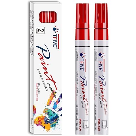 Amazon.com: Red Paint Markers Pens - Single color 6 Pack Permanent Oil ...