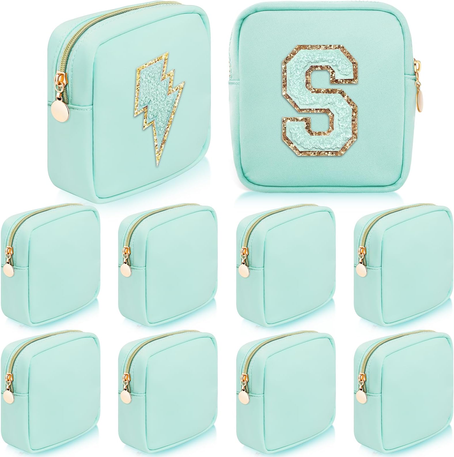 Amazon.com: 9 Pcs Nylon Cosmetic Bag for Purse Preppy Makeup Bags Mini ...